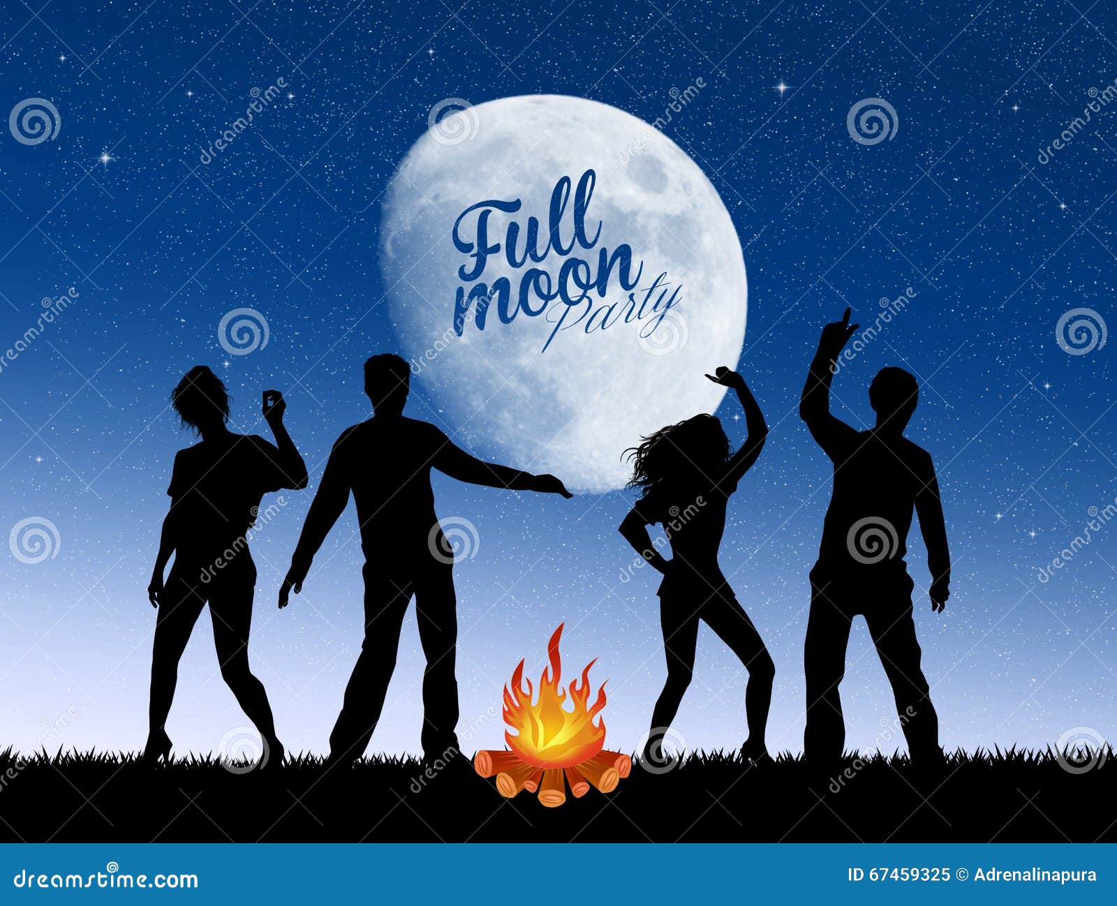 Full moon party stock illustration. Illustration of atmosphere - 67459325