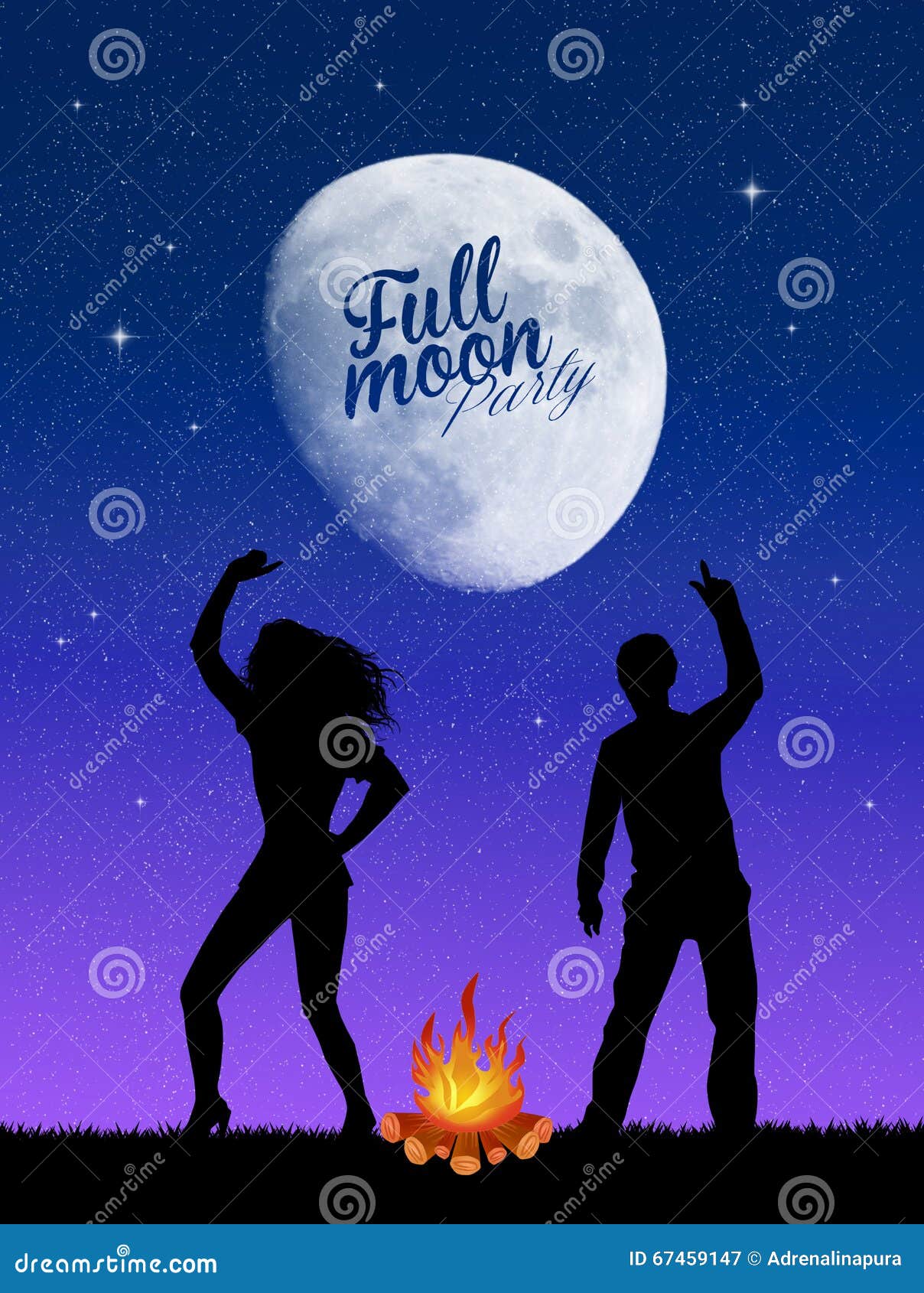 Full moon party stock illustration. Illustration of atmosphere - 67459147