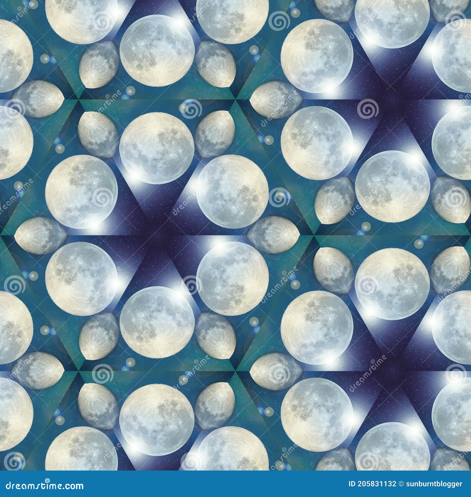 Full Moon Pattern on a Blue Background Stock Illustration ...