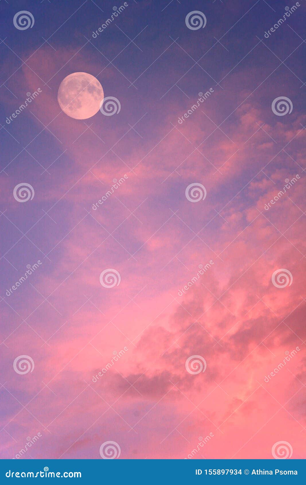 Full moon and pink clouds stock photo. Image of full - 155897934