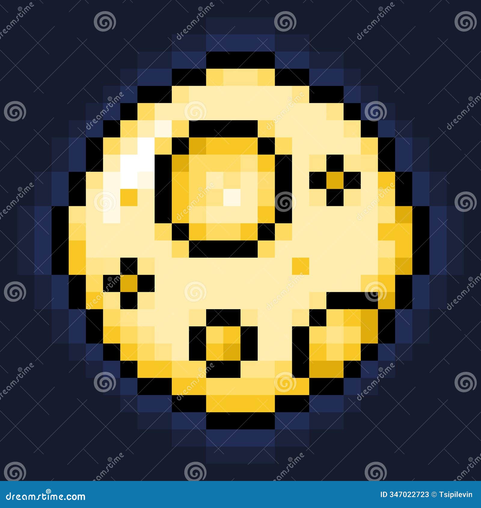 Full Moon Pixel Art on Dark Night Sky Stock Illustration - Illustration ...