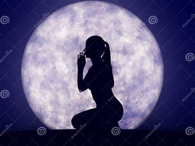 Full moon prayer stock illustration. Illustration of full - 2610452