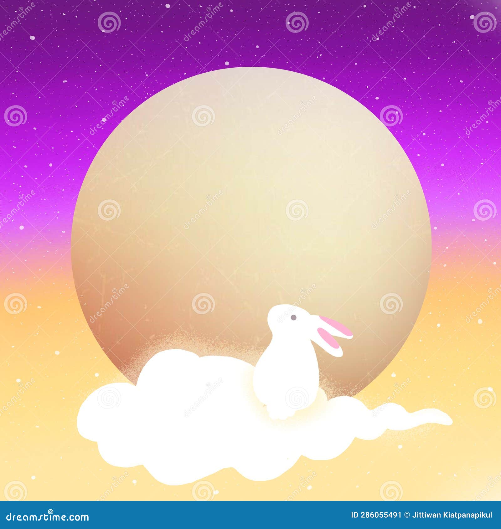 Full Moon Rabbit Starry Night Cartoon Wallpaper Stock Illustration ...