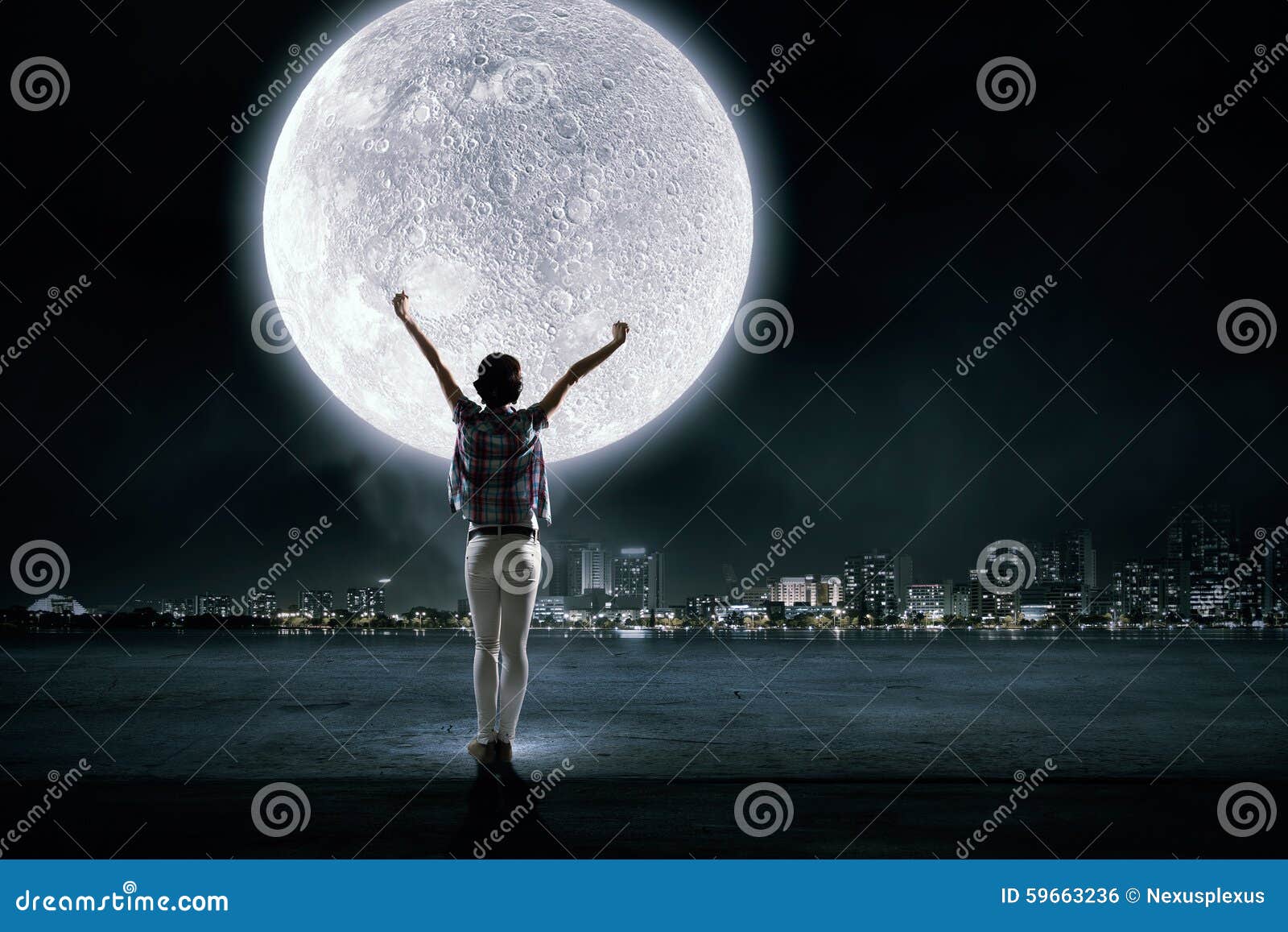 Full moon stock photo. Image of cheerul, girl, youth - 59663236