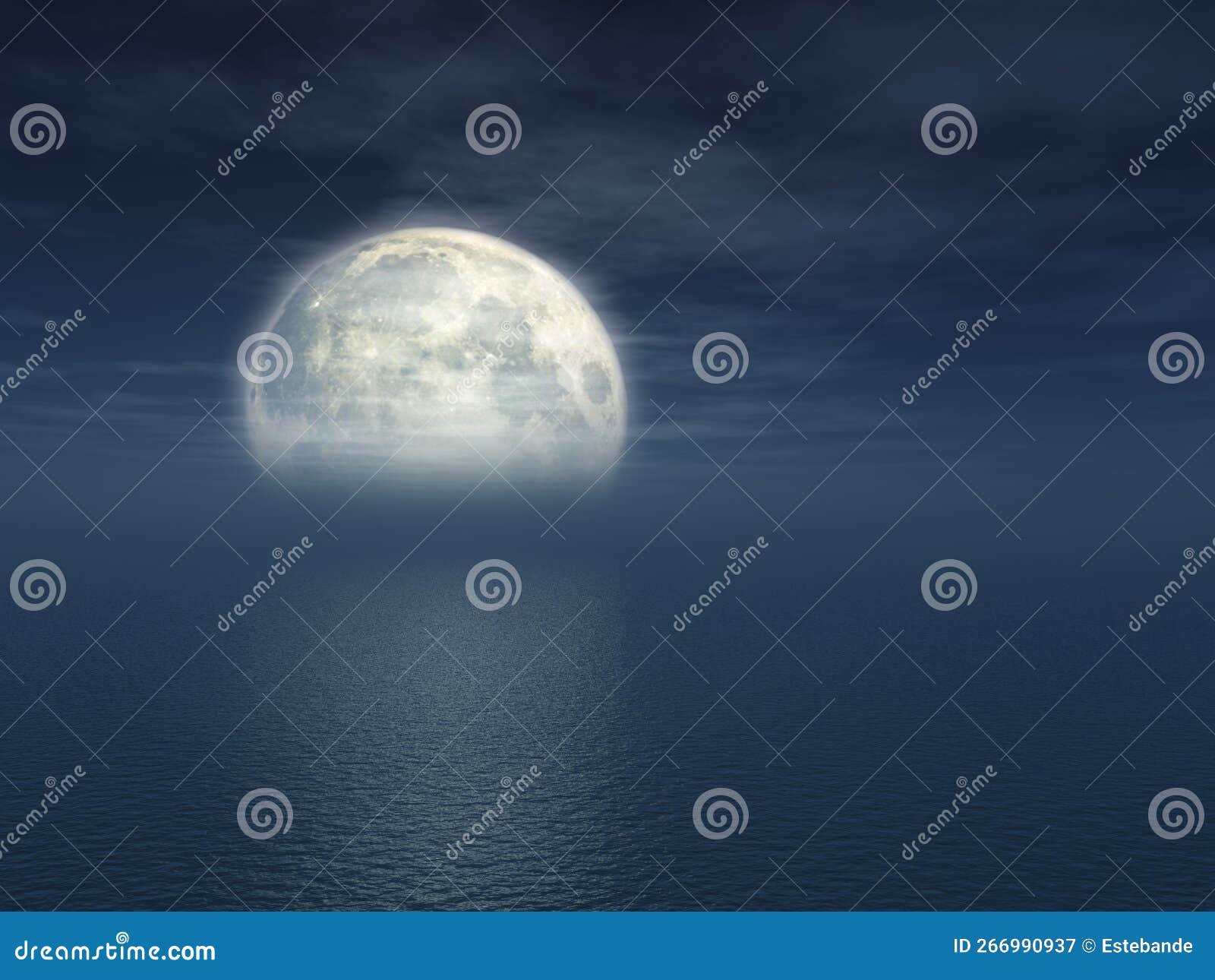 Full Moon Reflected on the Surface of the Sea. Stock Illustration ...