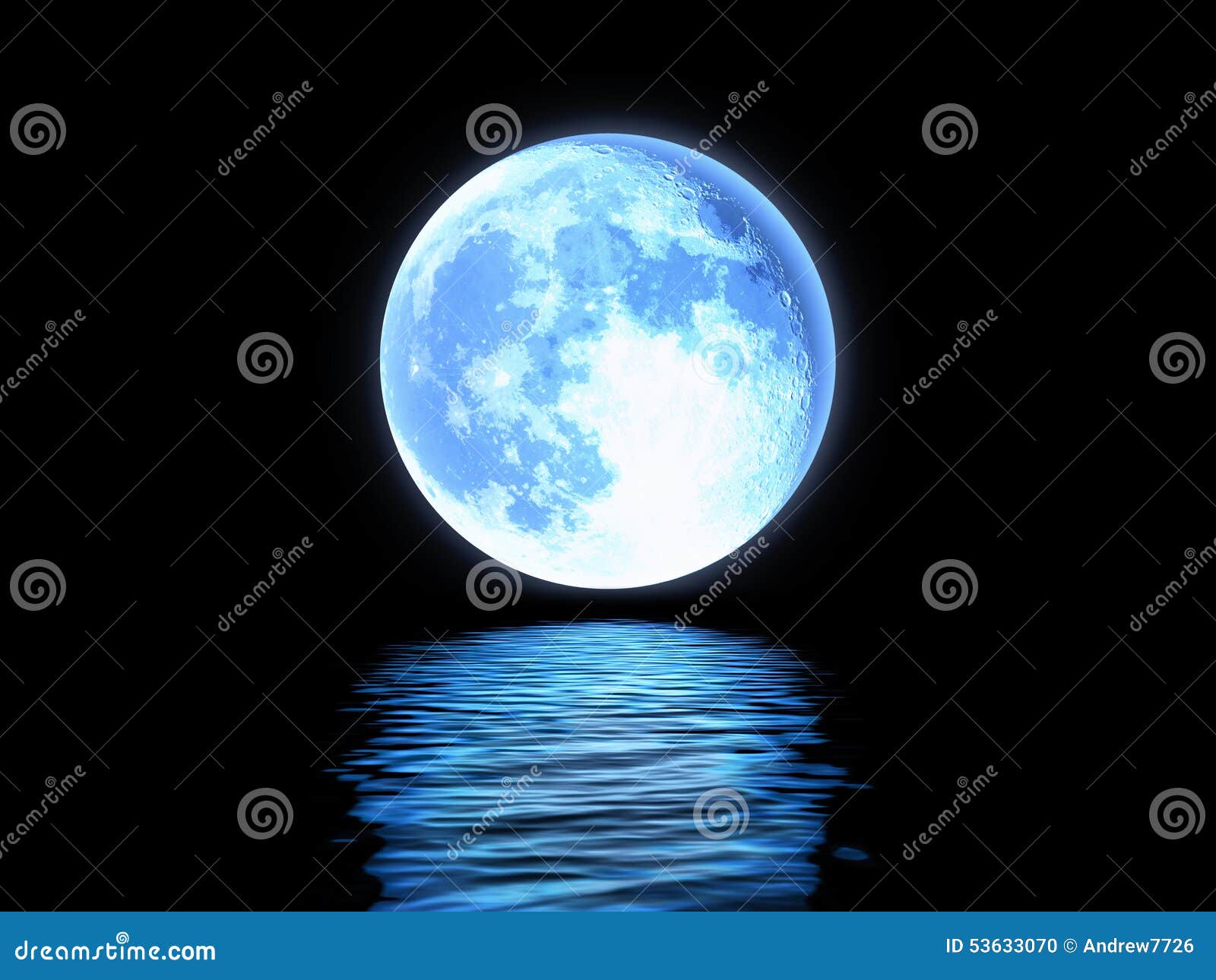 Full Moon Reflected in the Water. Stock Illustration - Illustration of ...