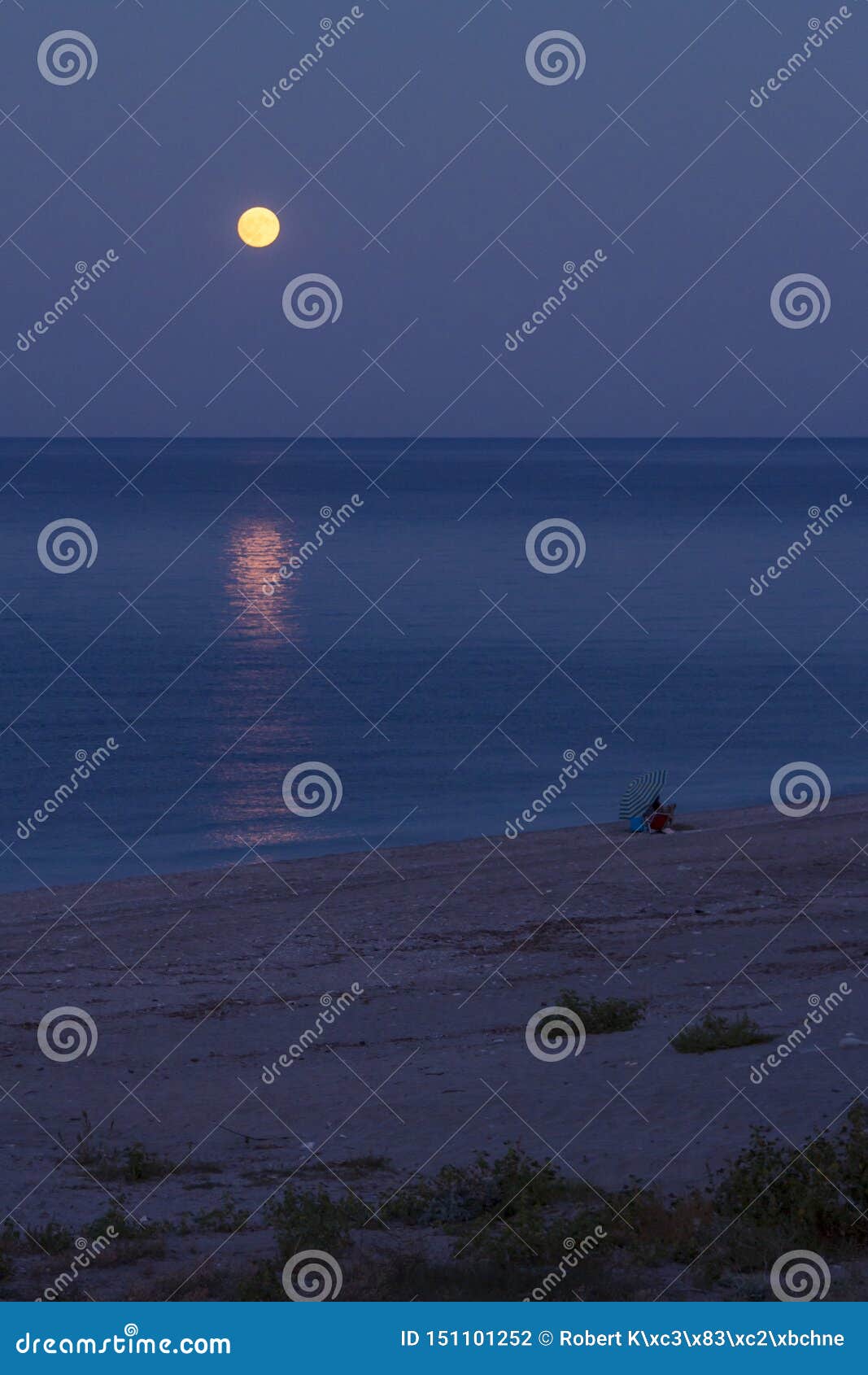 Full Moon Reflecting in the Sea Stock Photo - Image of wave, relaxation ...