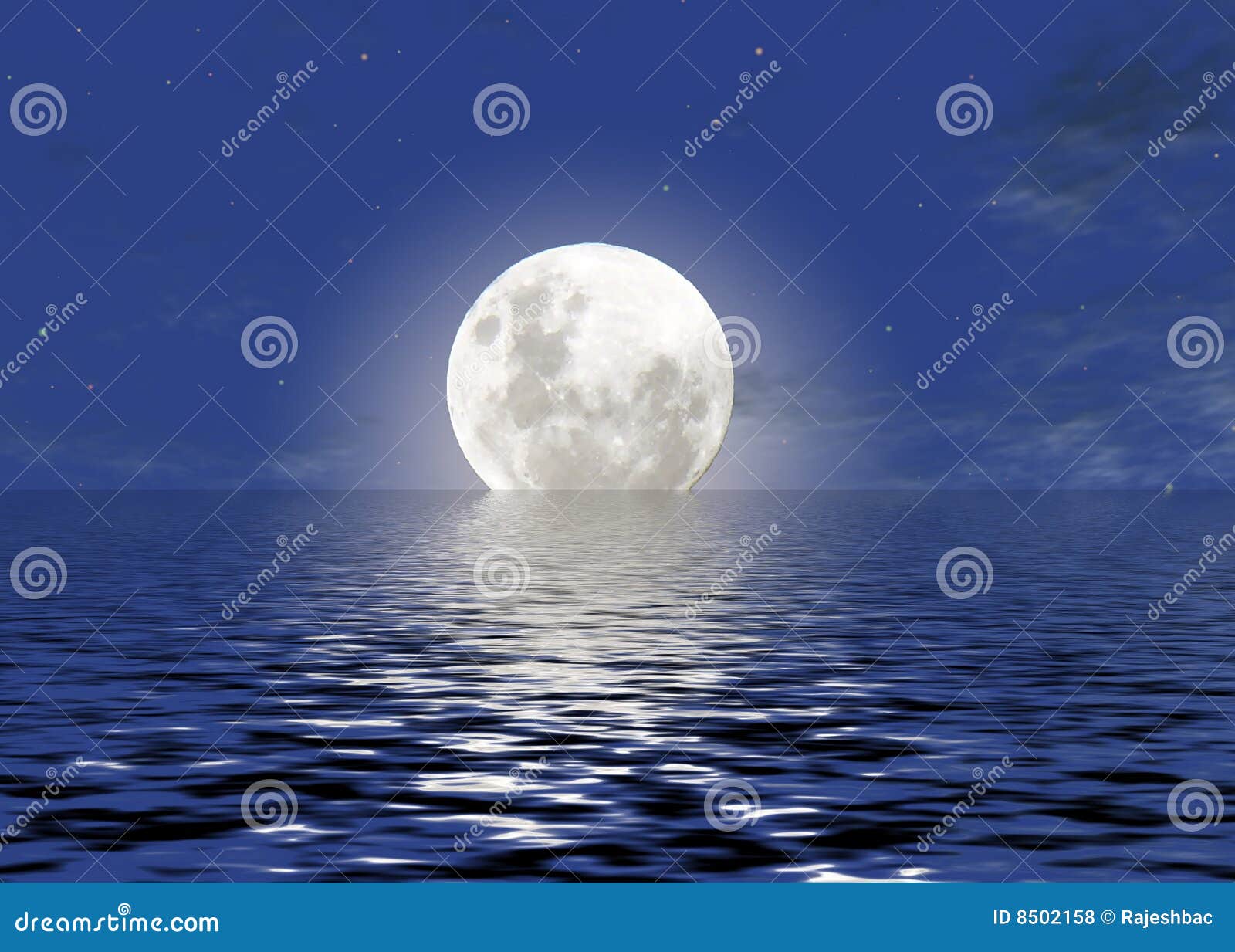Royalty Free Stock Photos: Full moon reflecting in the sea. Image: 8502158
