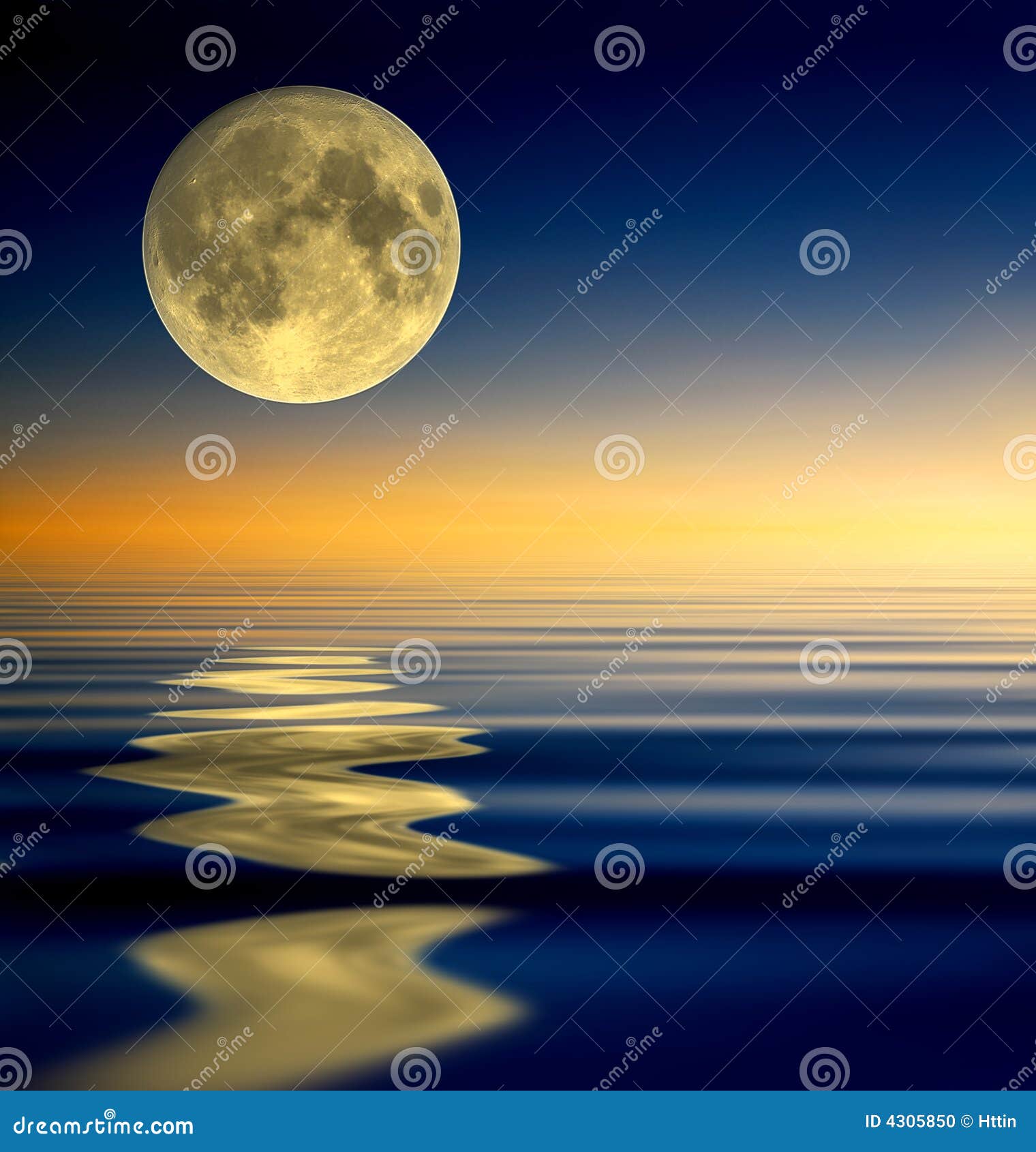 Full moon reflection stock illustration. Illustration of evening - 4305850