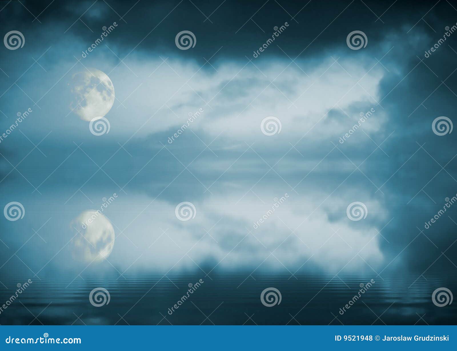 Full moon reflection stock photo. Image of clouds, blue - 9521948
