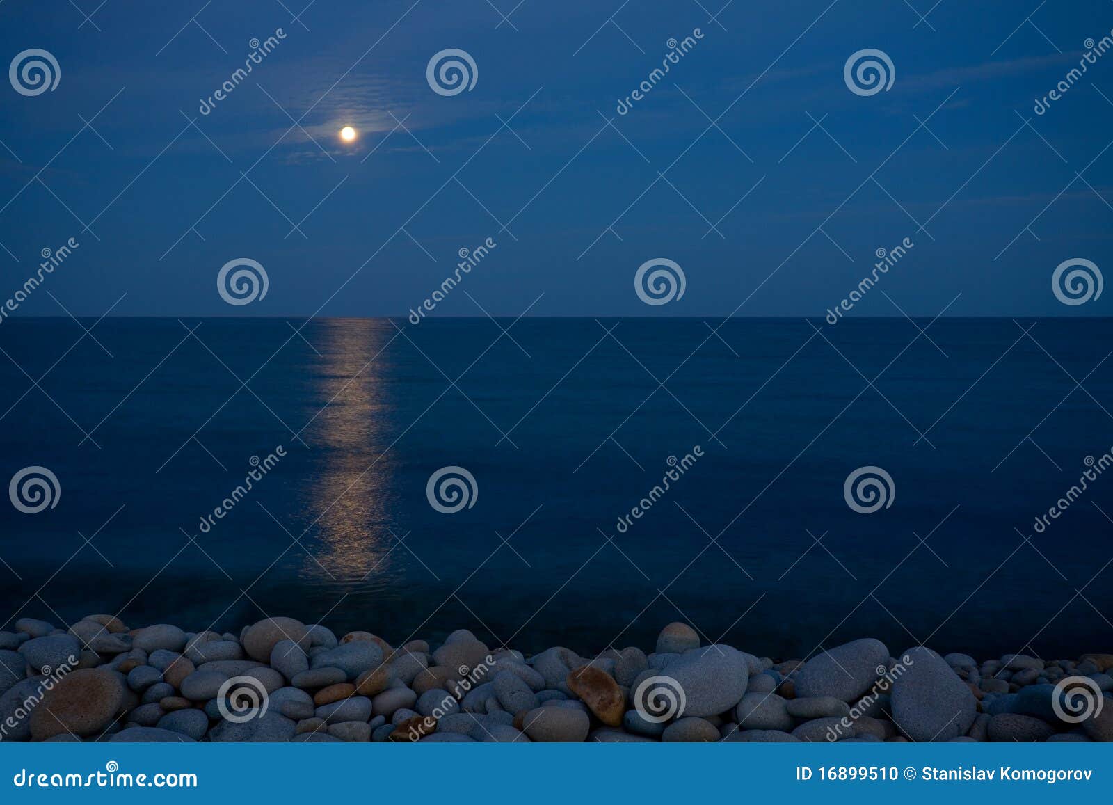 Full Moon with Reflection on Sea Stock Photo - Image of landscape ...