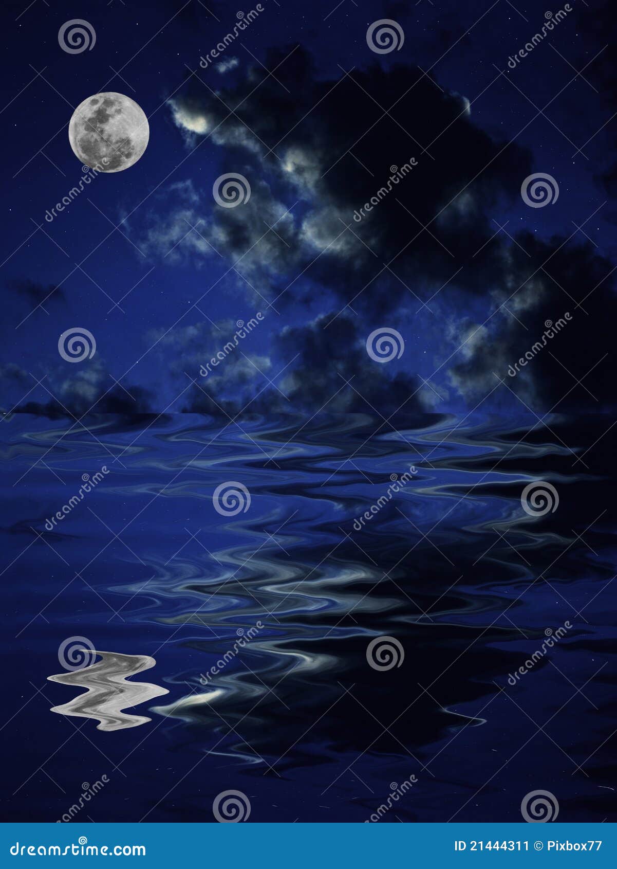Full Moon Reflection In The Water Stock Image - Image: 21444311