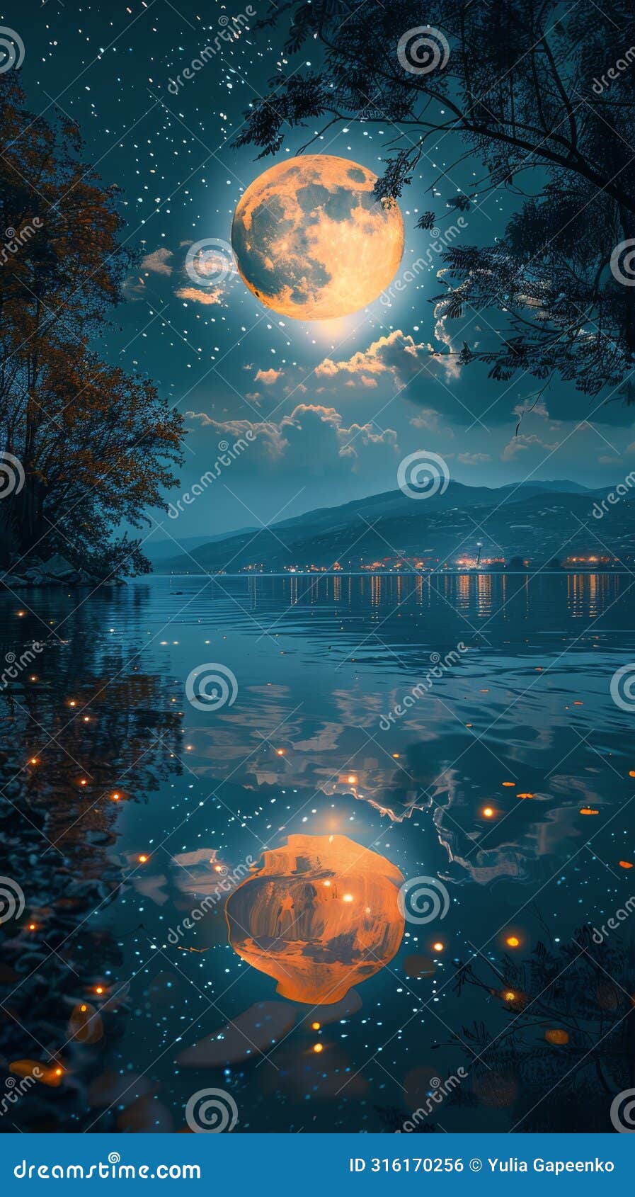 Full Moon Reflection in Water Stock Photo - Image of water, surface ...