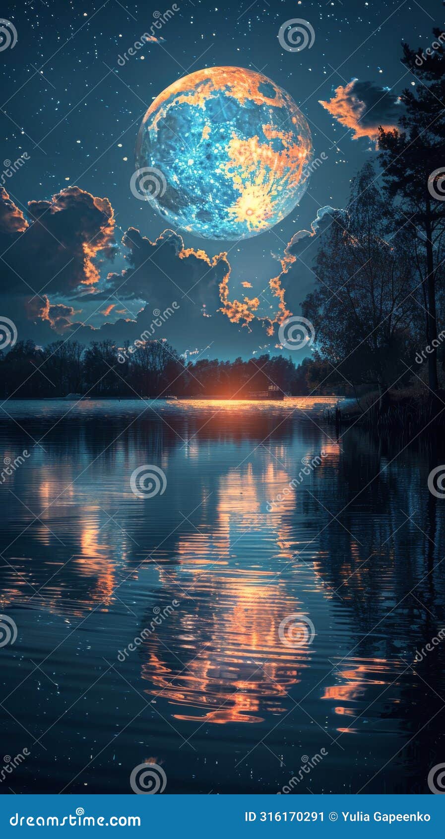 Full Moon Reflection in Water Stock Image - Image of bodies, night ...