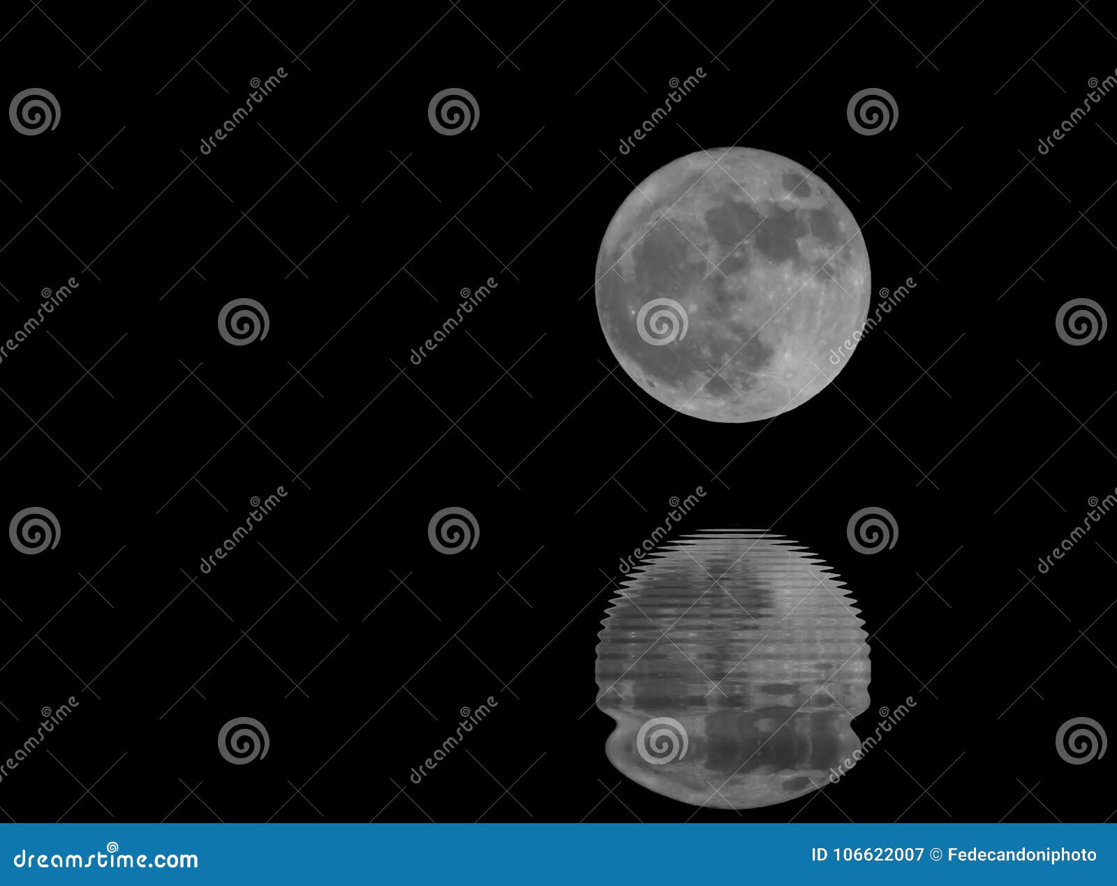 Full Moon and the Reflection on the Water at Night Stock Image - Image ...