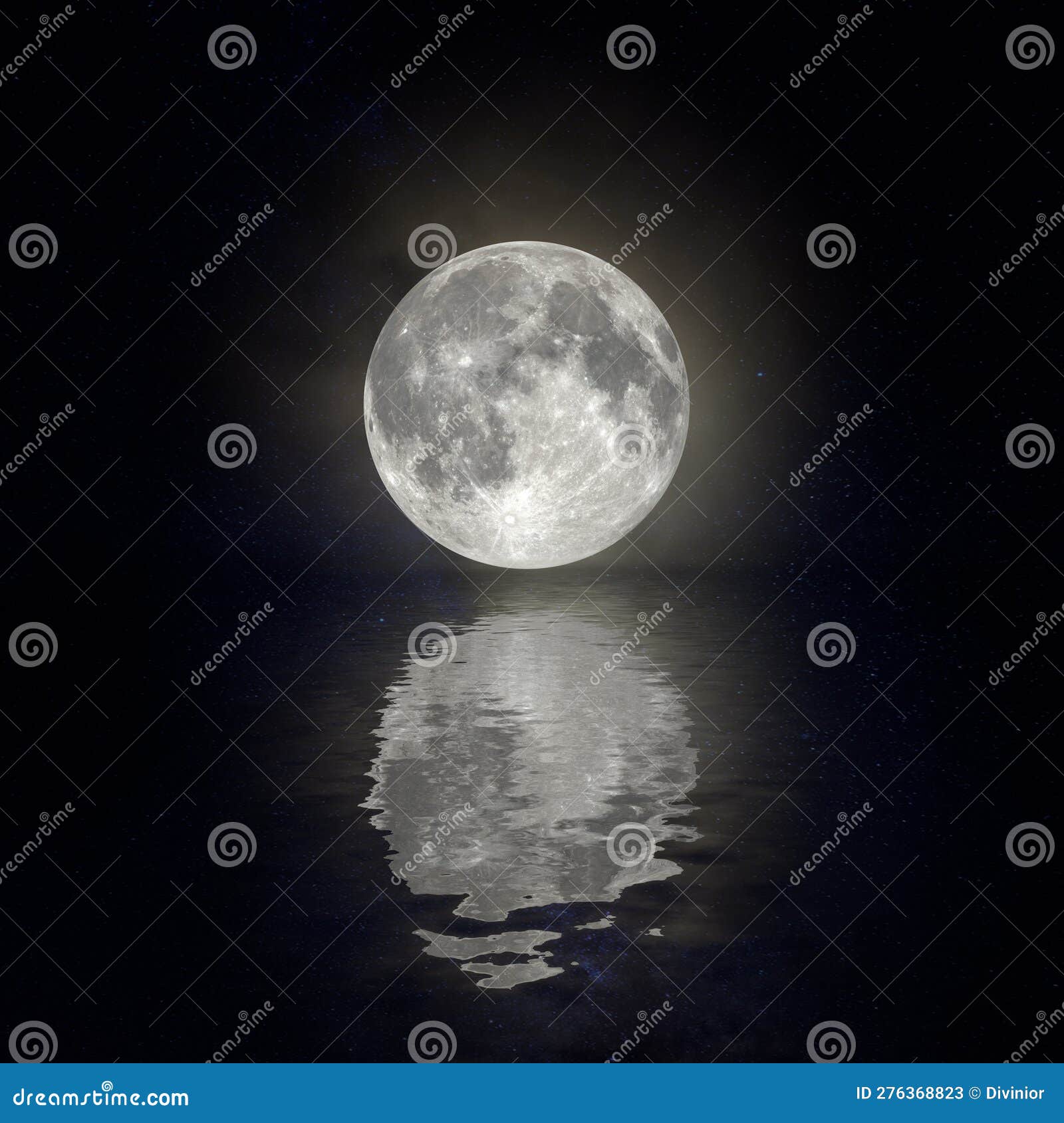 The Full Moon Rise Over the Sea Stock Image - Image of monochrome ...