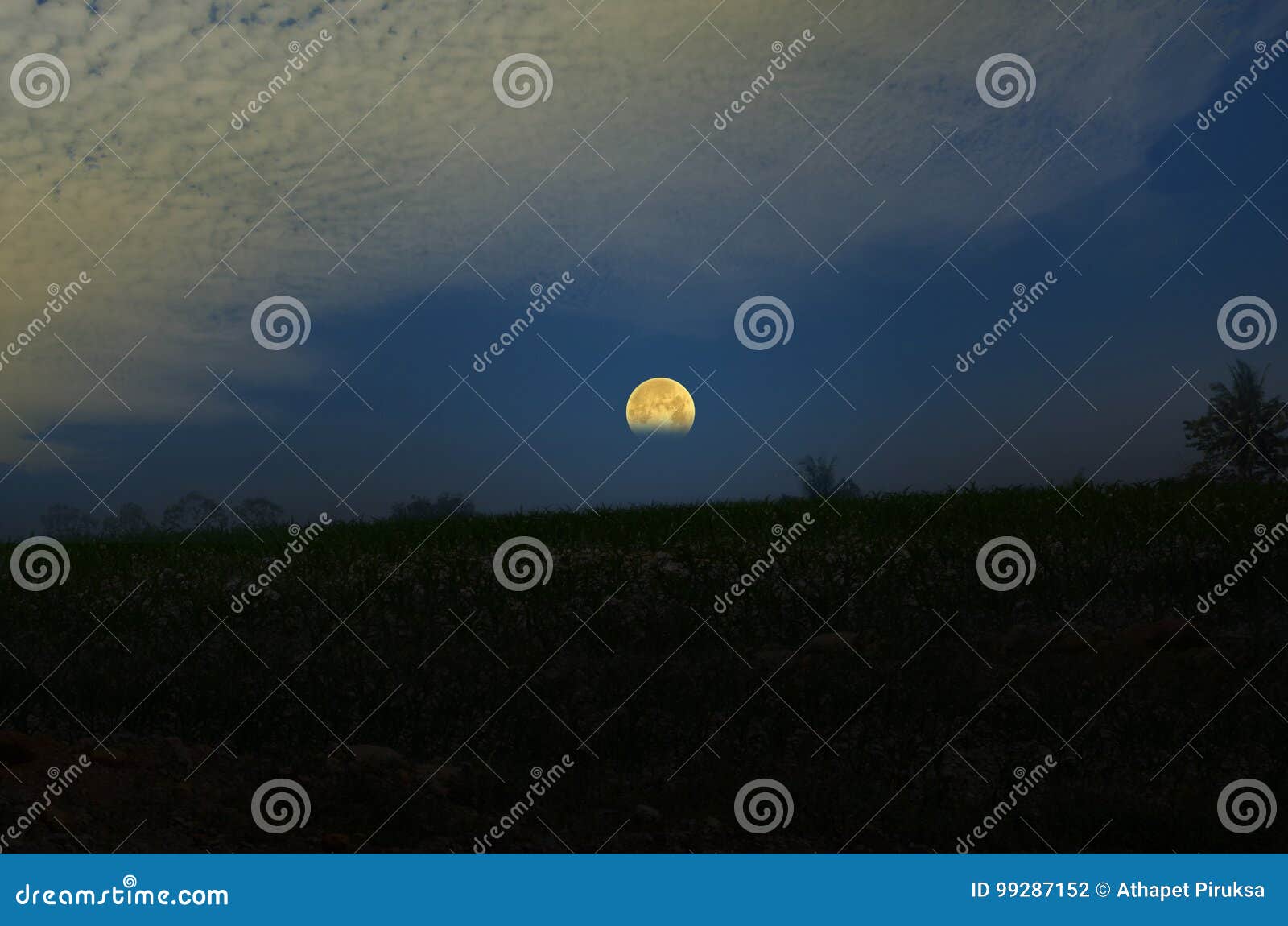 Full Moon Rises Over Horizon of the Hill Stock Photo - Image of ...