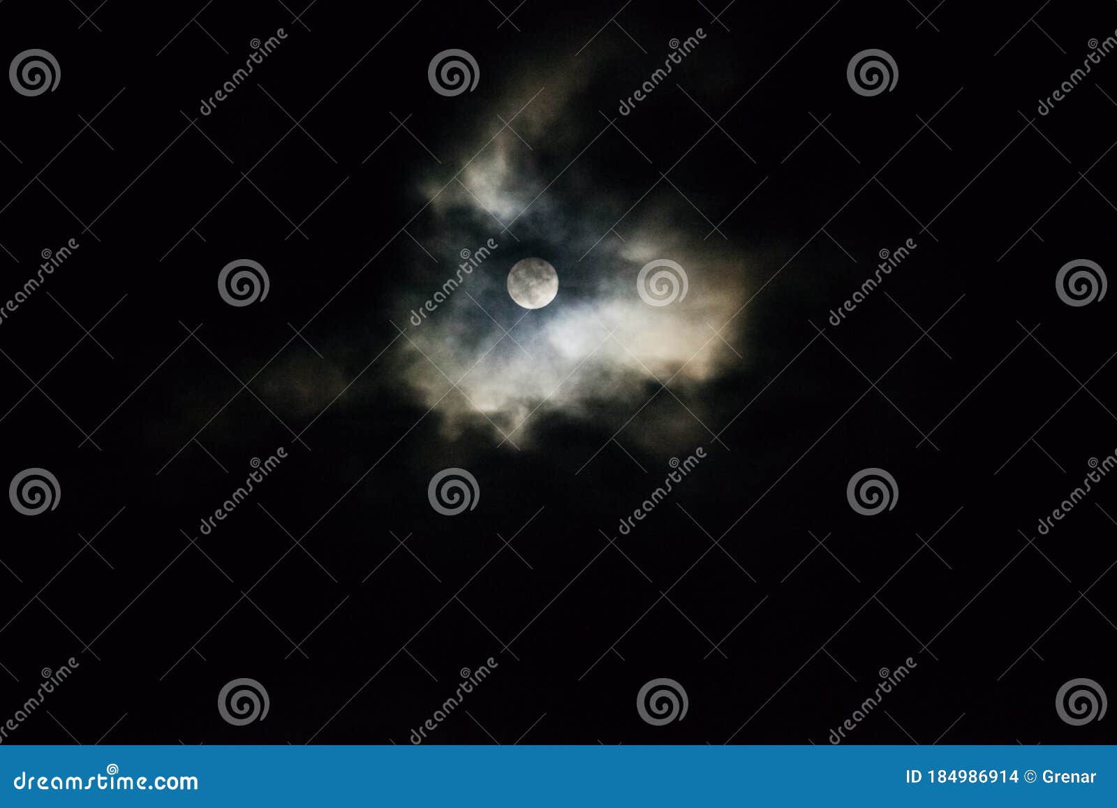 Full moon between clouds stock photo. Image of mysterious - 184986914