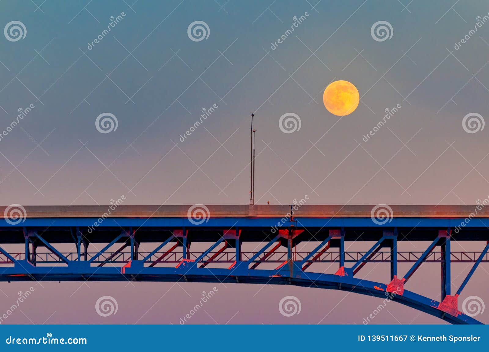 Full Moon Rising Over Bridge Stock Image - Image of girder, astronomy ...