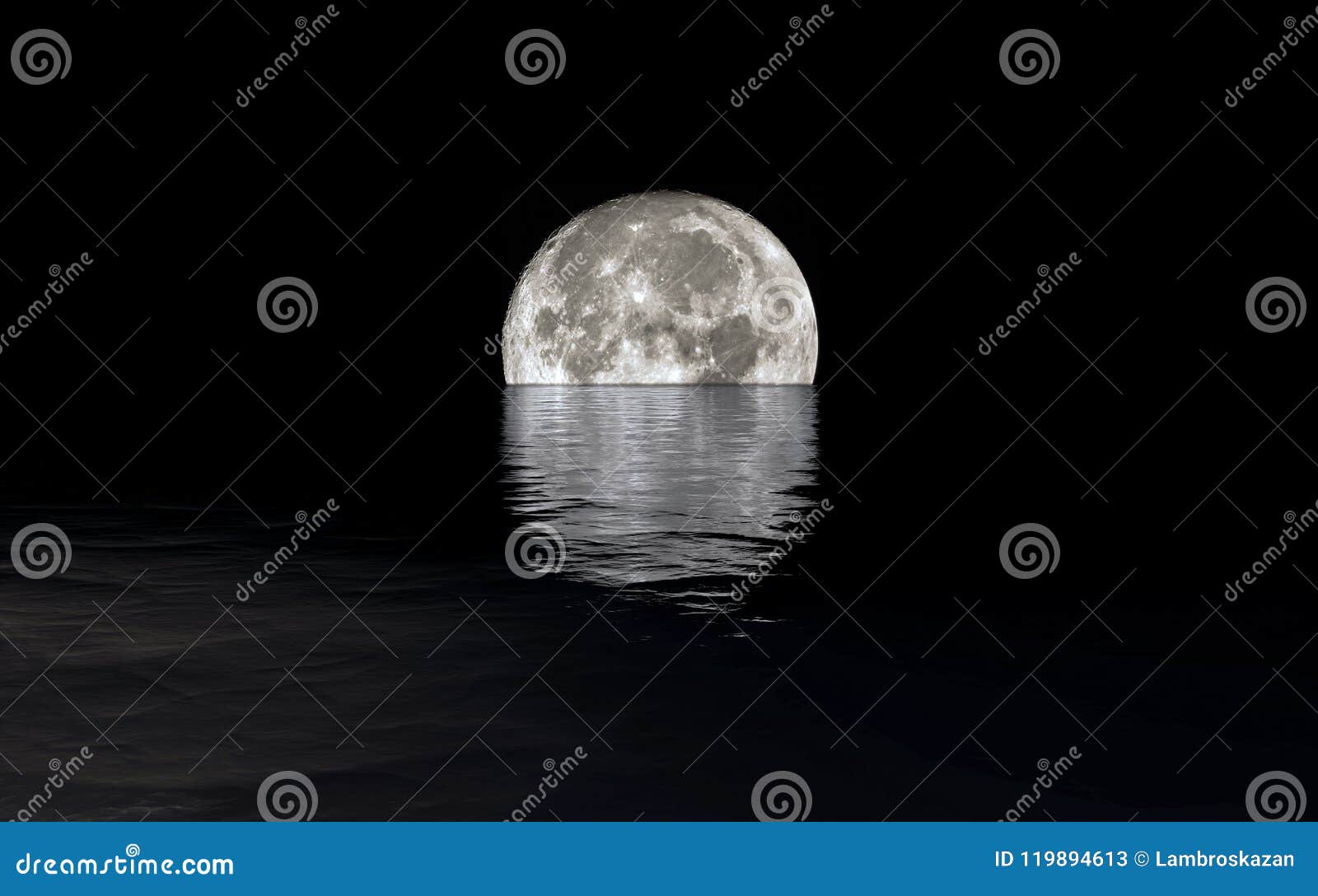 Full Moon Rising Over Calm Sea Stock Image - Image of night, moonrise ...
