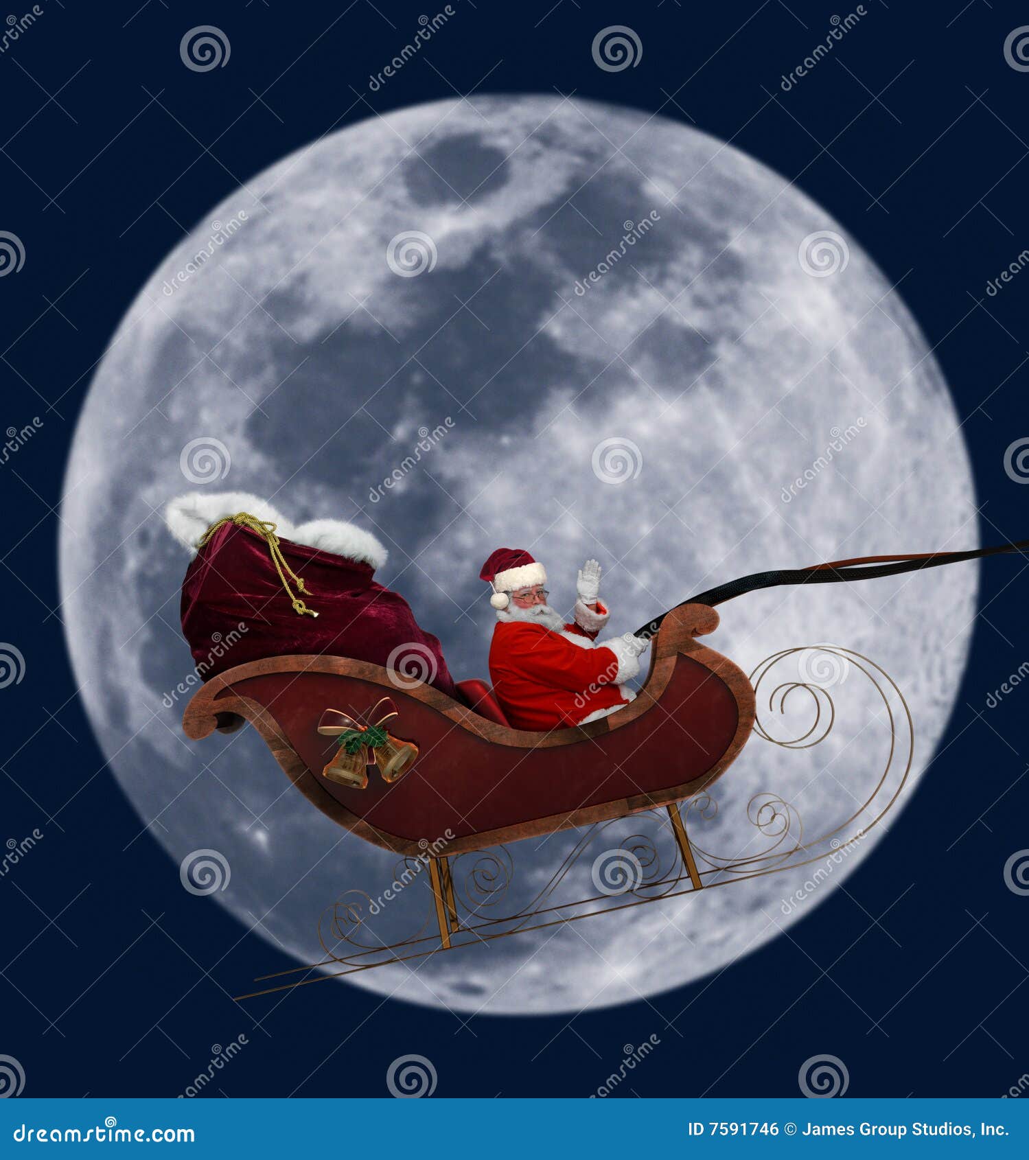 Full Moon Santa stock photo. Image of sleigh, santa, full - 7591746