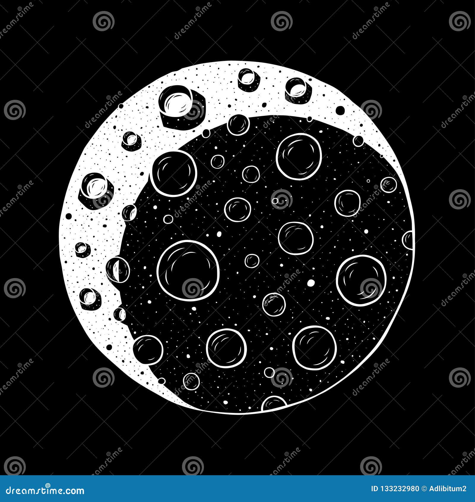 Full Moon with Shadow. Vector Illustration. Isolated on White. Stock ...