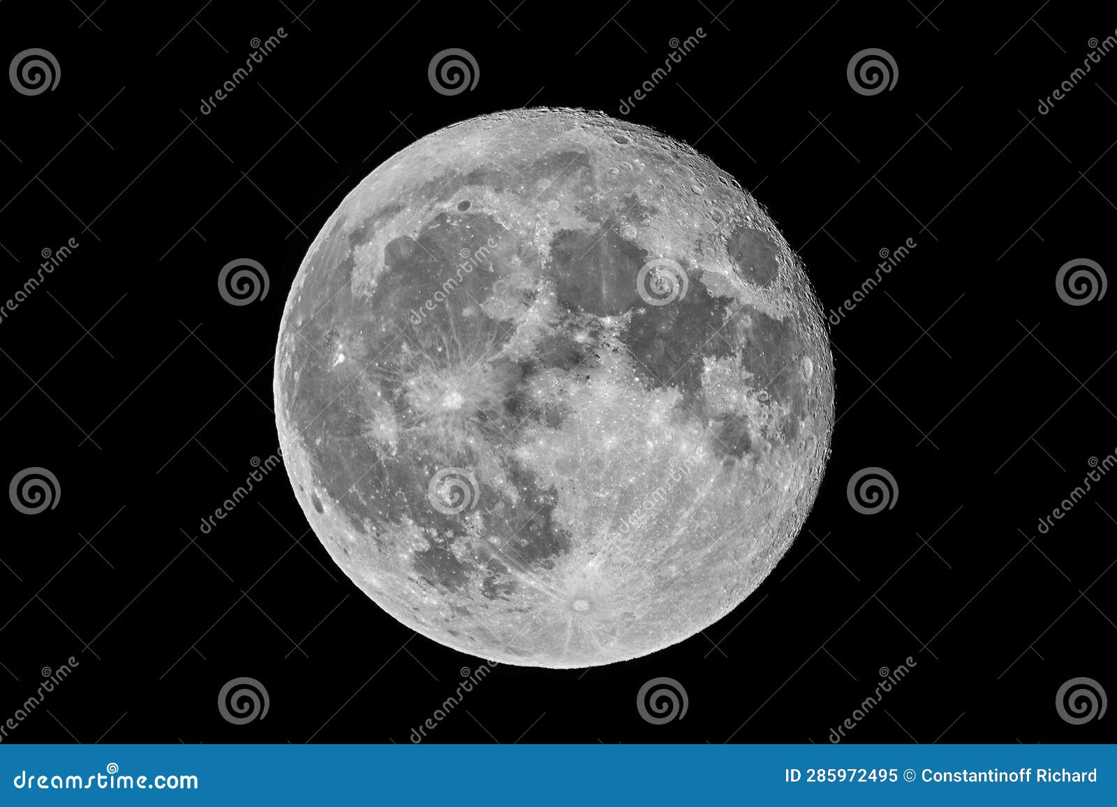 Full Moon with Sharp Details on a Black Sky Background Stock Image ...