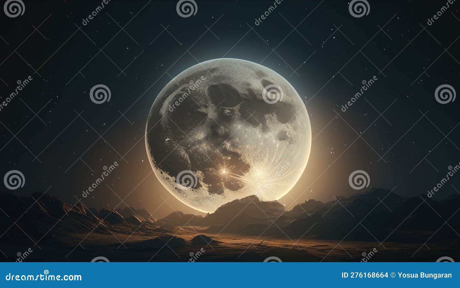 Full Moon Shining, Digital Art Illustration, Generative AI Stock ...