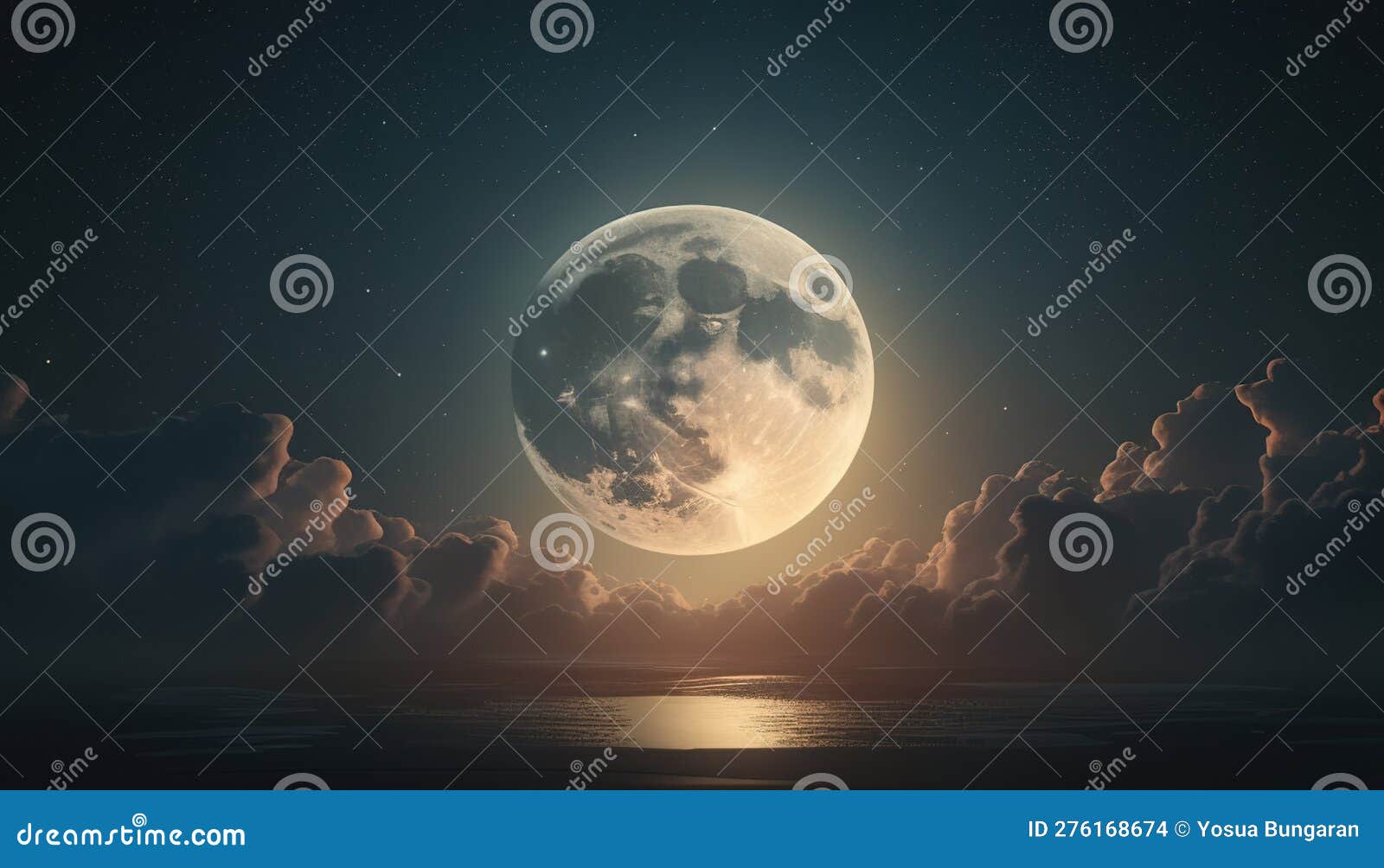 Full Moon Shining, Digital Art Illustration, Generative AI Stock ...