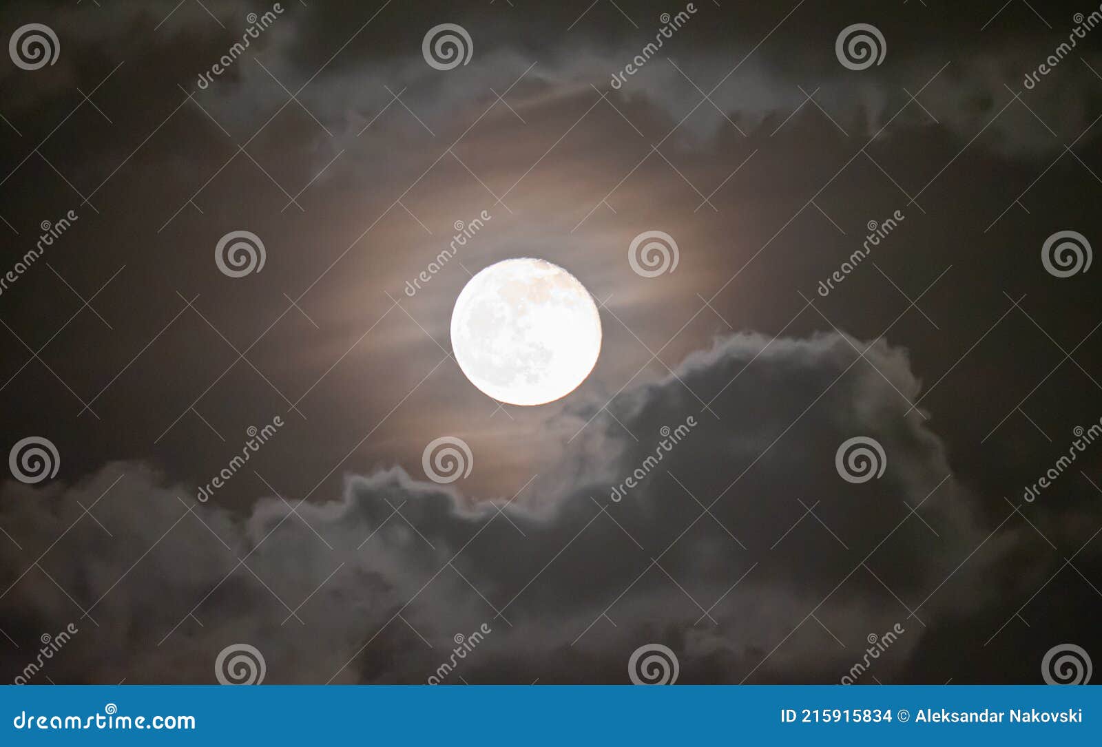 Full Moon in the Sky with Clouds Stock Photo - Image of glowing ...
