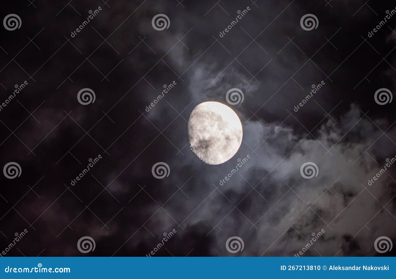 Full Moon in the Sky with Clouds Stock Photo - Image of blue, cloud ...