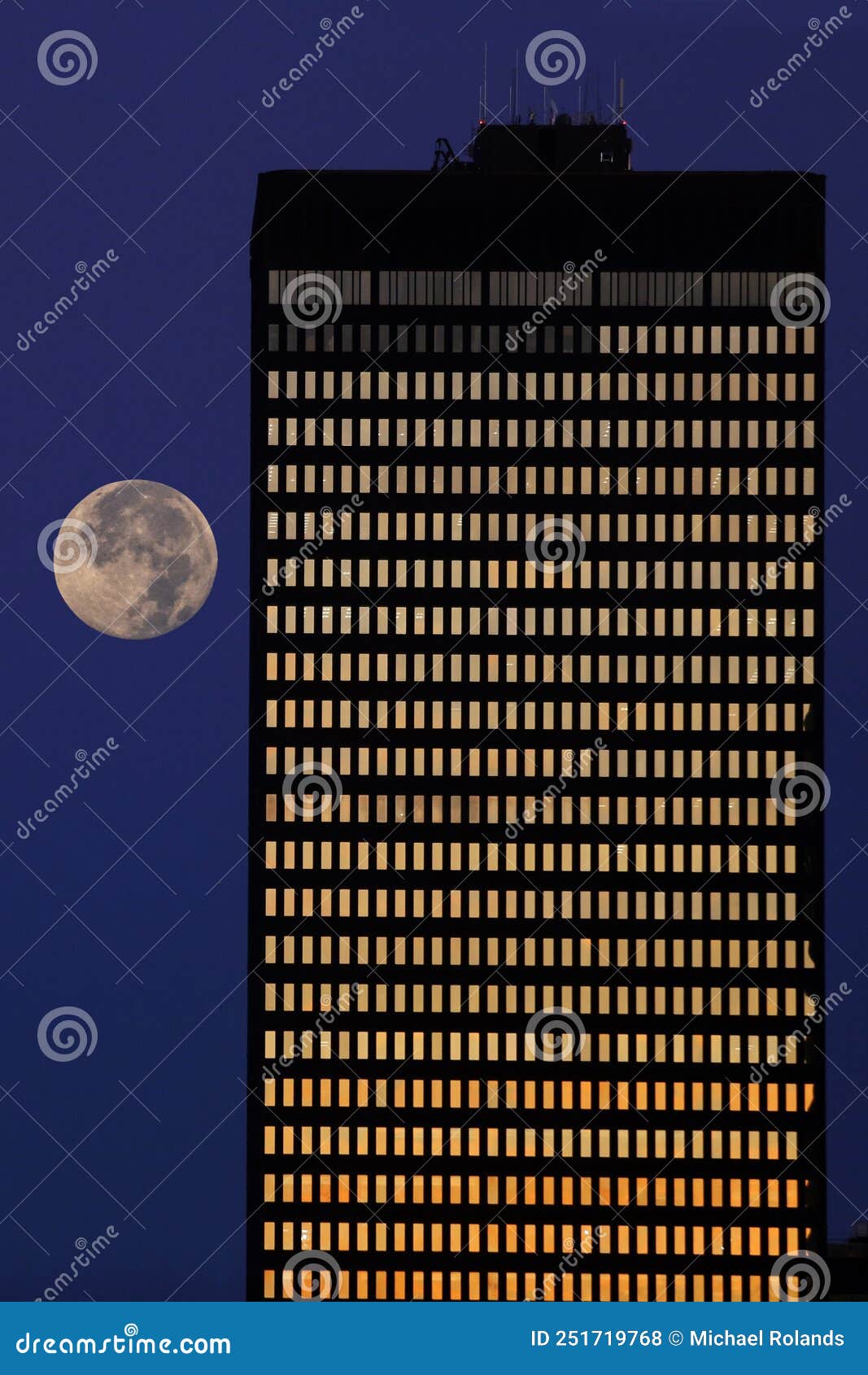 Full Moon and Skyscraper stock photo. Image of architecture - 251719768