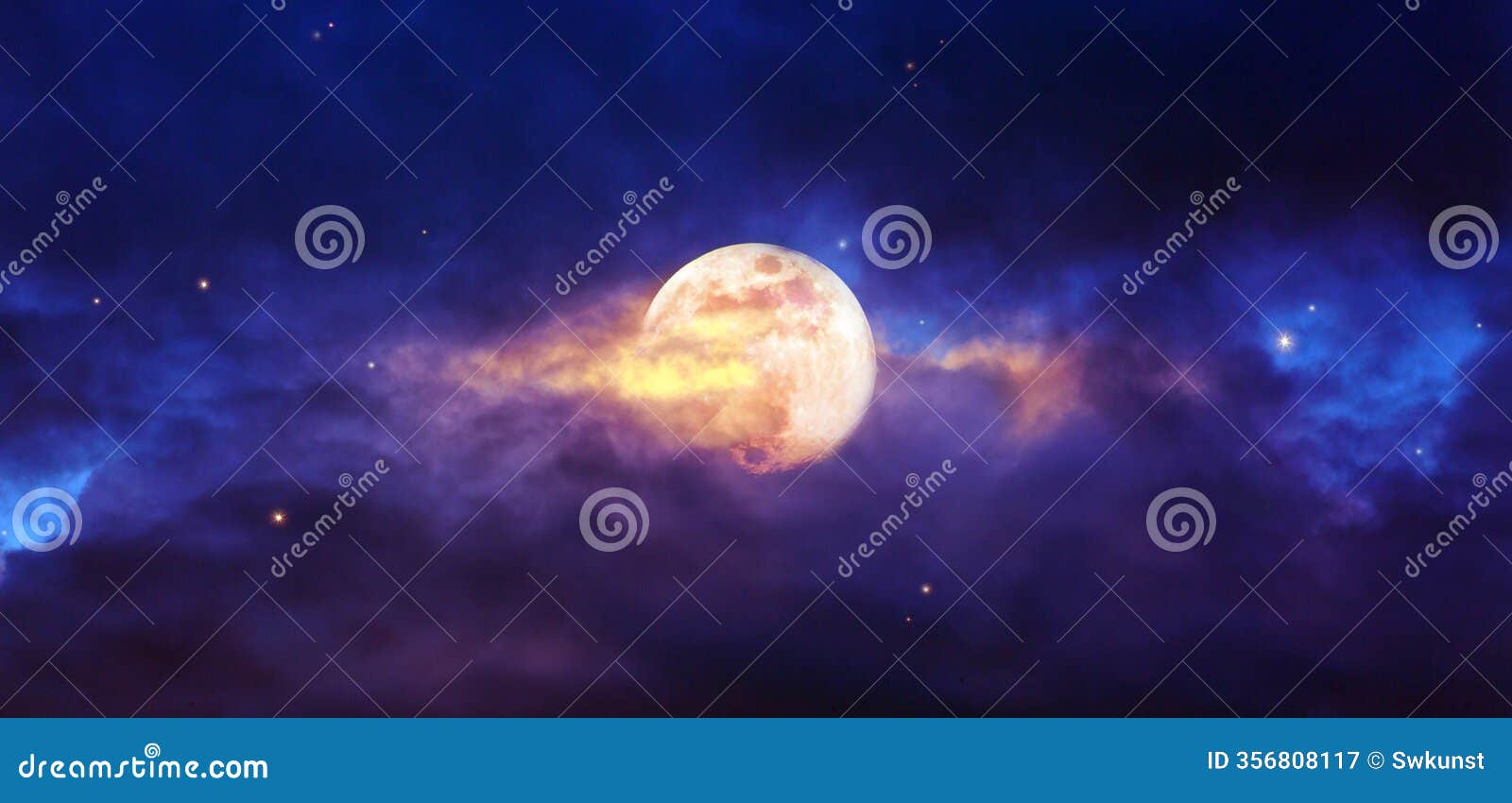 Full Moon with Stars at Colorful Night Sky . Stock Image - Image of ...