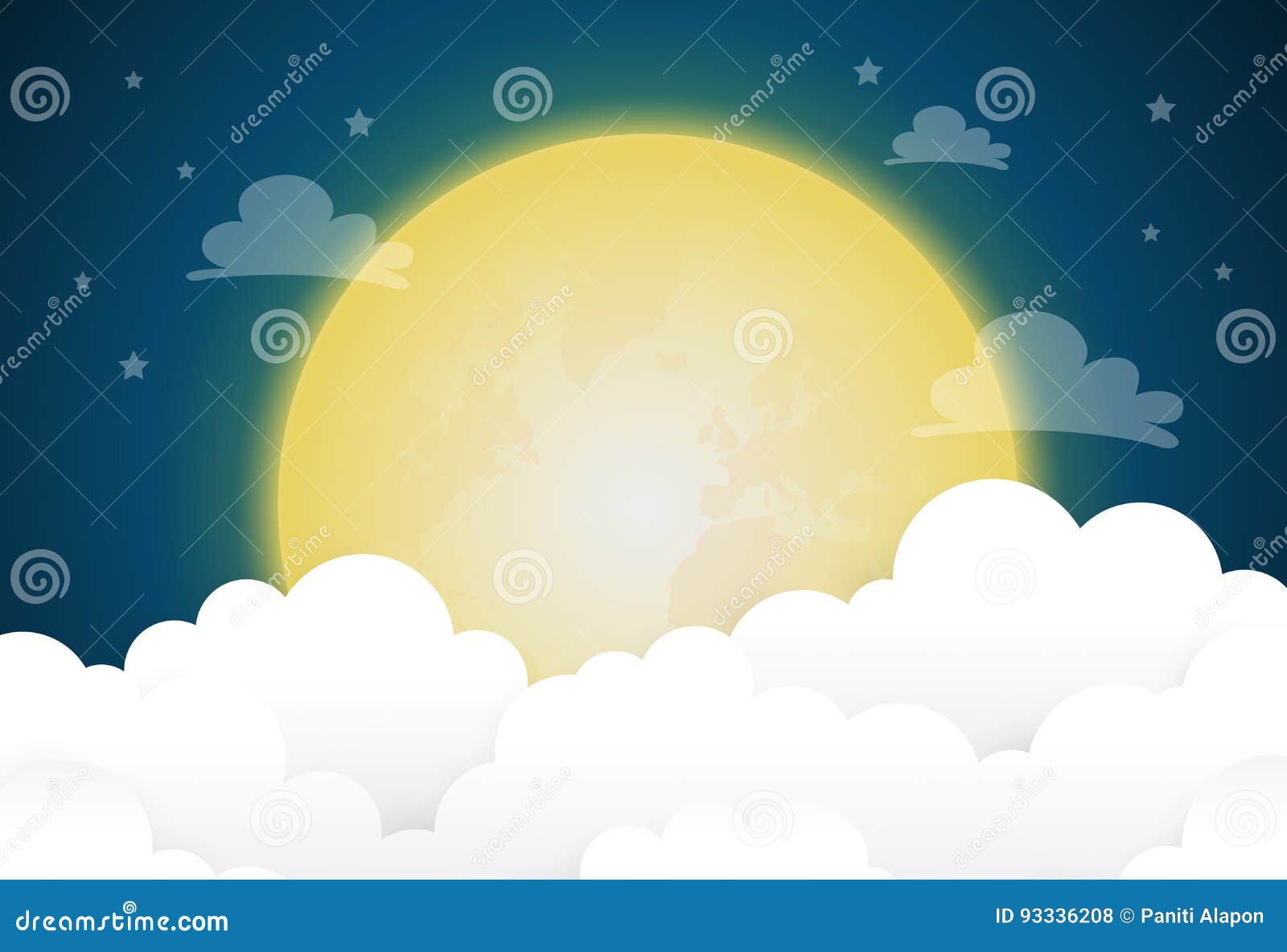 Full Moon and Stars in Midnight Stock Vector - Illustration of object ...