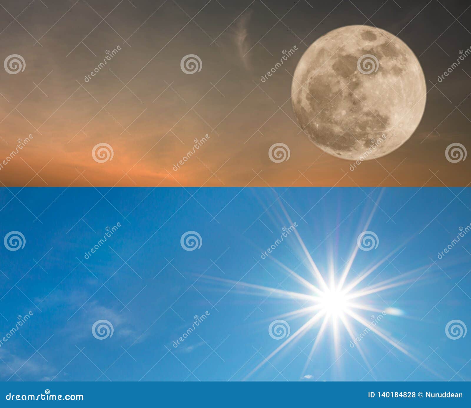 Full Moon and Sun for Background with Free Text Space Stock Photo ...