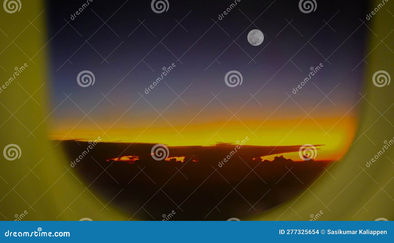 Full Moon and Sunset Flight View Stock Photo - Image of moon, cloud ...