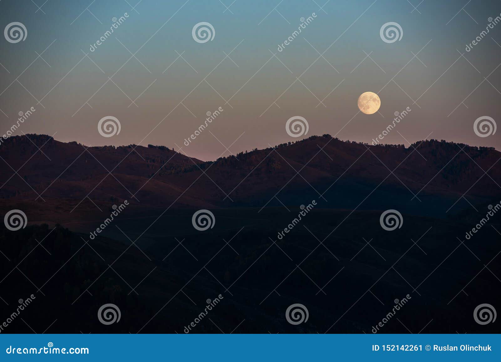 Full moon at sunset stock image. Image of mountain, crescent - 152142261