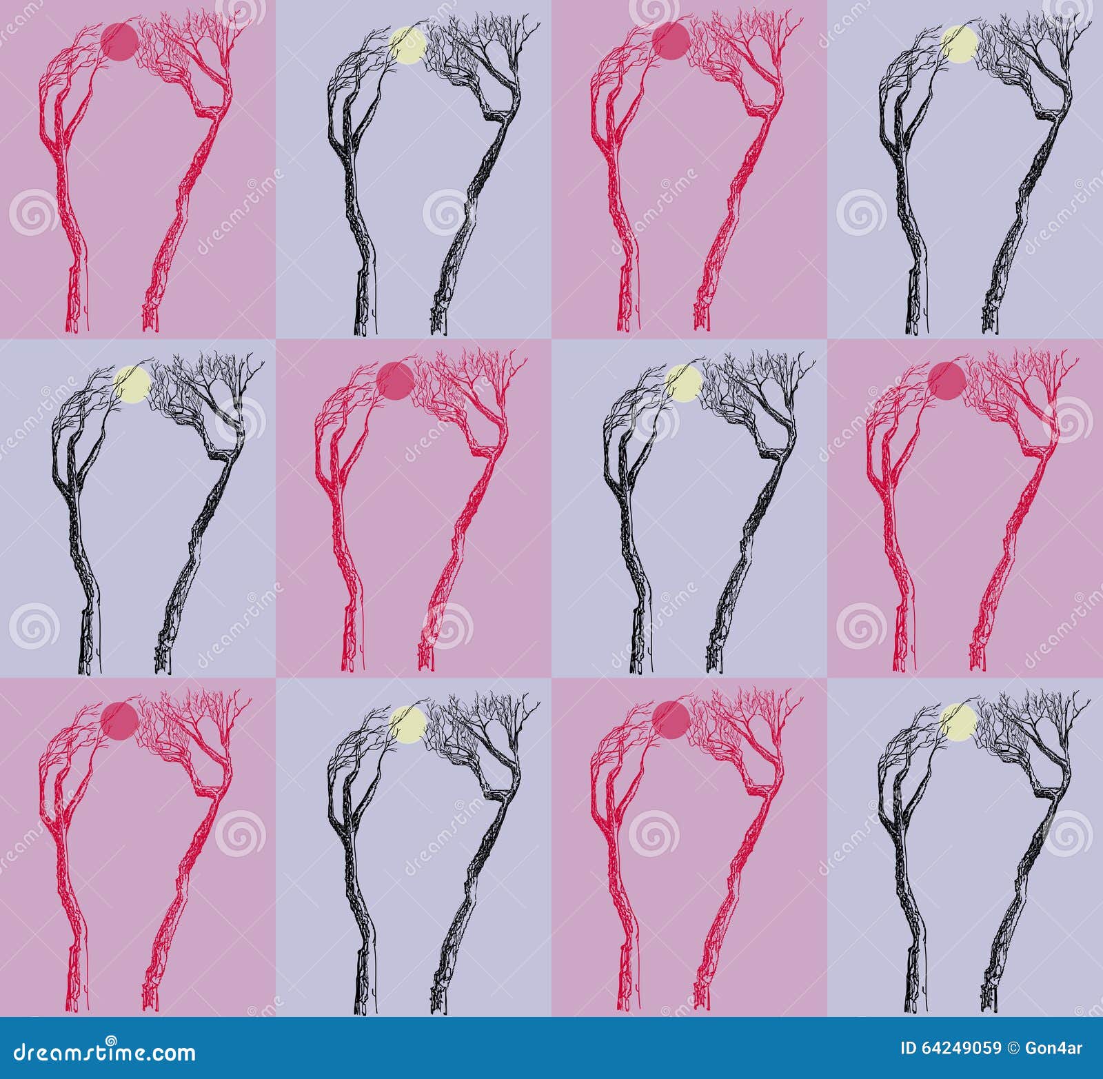 Full Moon Tangled in Branches of Trees. Stock Vector - Illustration of ...