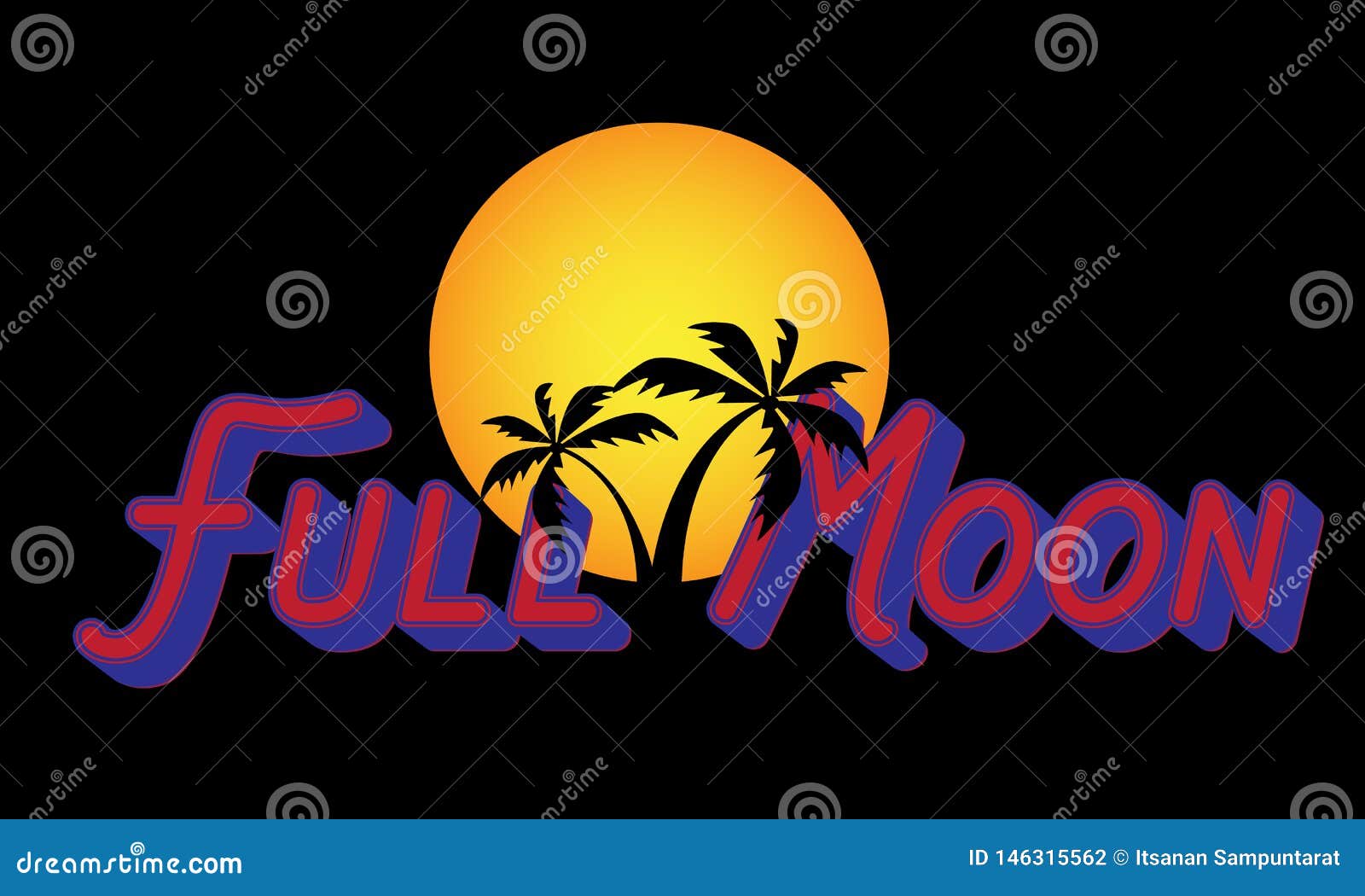 Full Moon text word vector stock vector. Illustration of party - 146315562