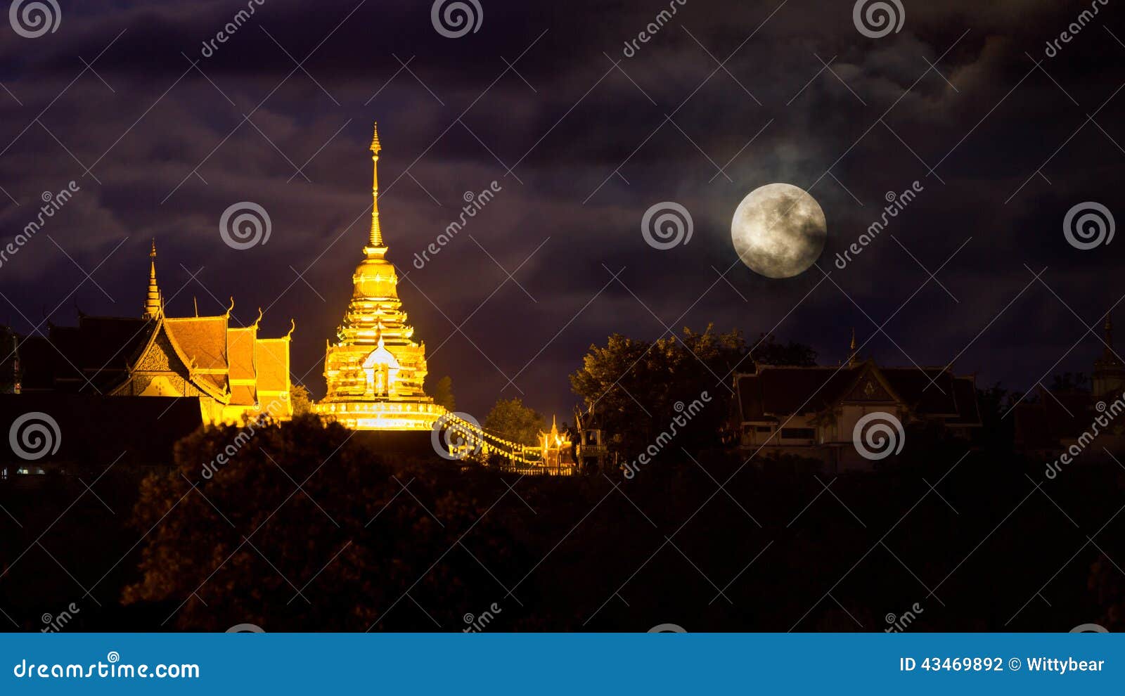 Full Moon on Thailand Temple Stock Photo - Image of bangkok, buddhism ...