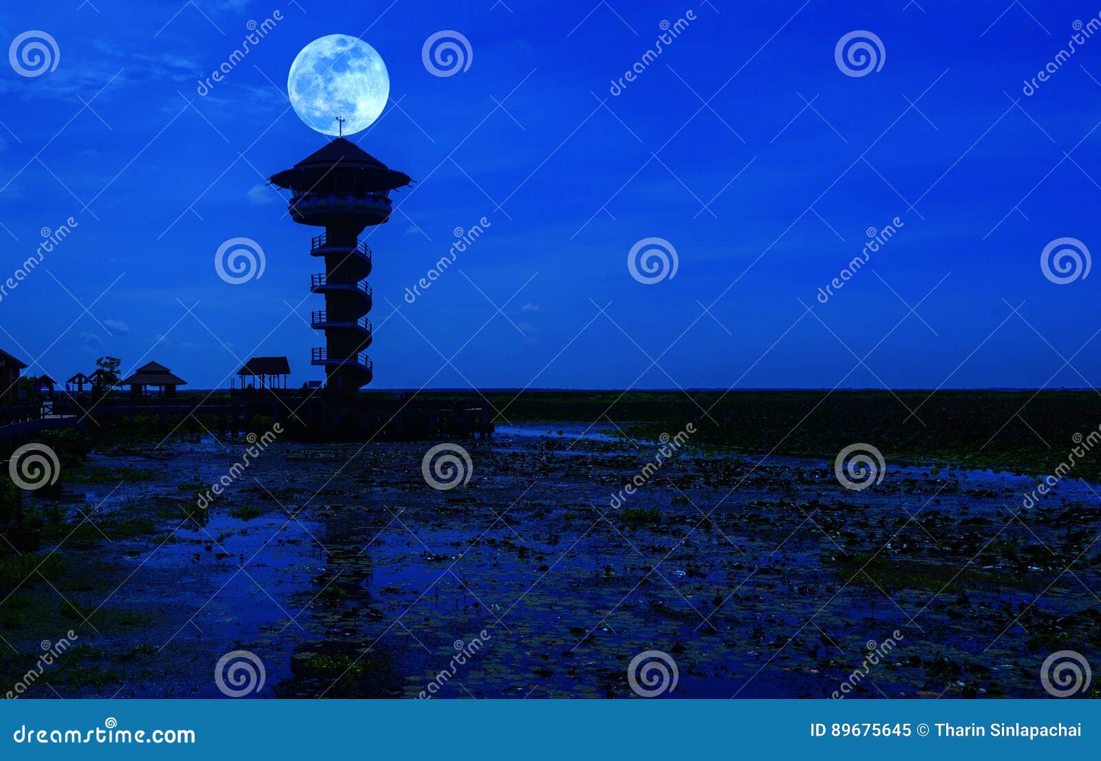 Full moon tower stock image. Image of nature, natural - 89675645