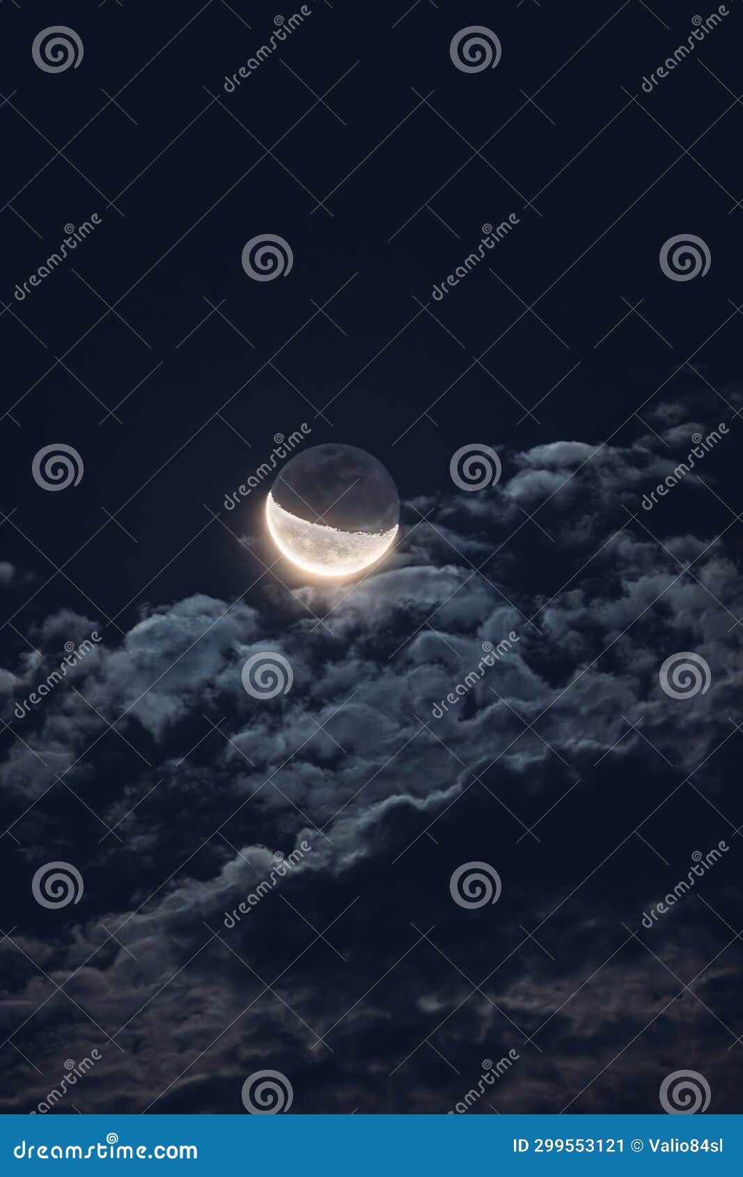 Full Moon Twilight with Craters on the Surface and Dark Sky, Close Up ...
