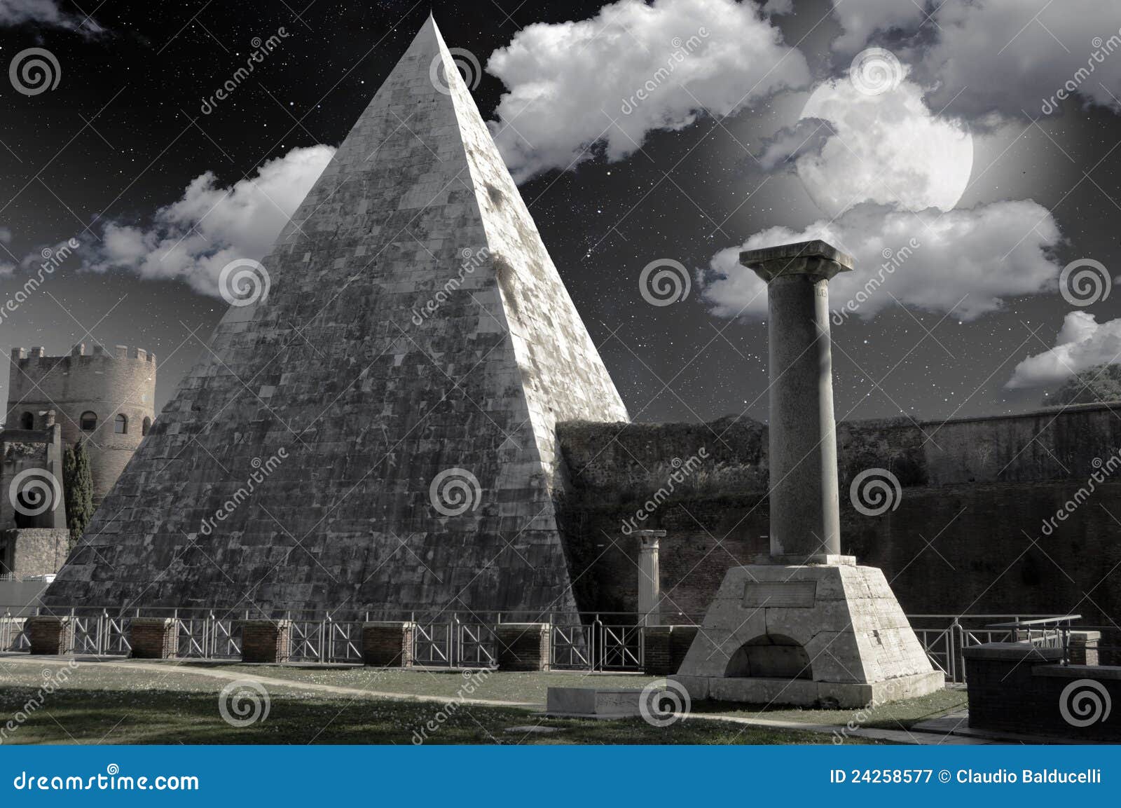 Full moon up the pyramid stock image. Image of pyramid - 24258577