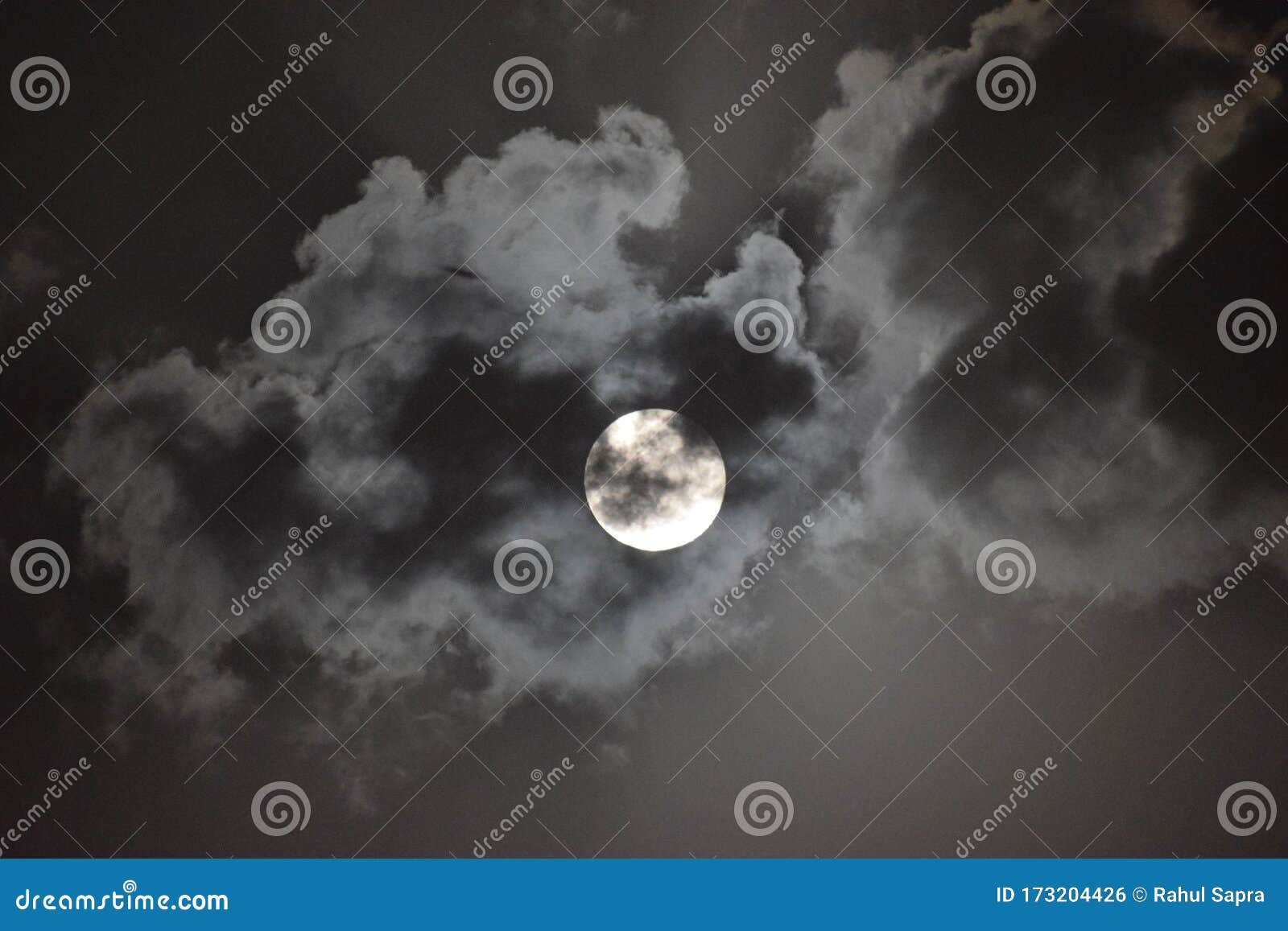 Full Moon View during Cloudy Night in the Sky Stock Photo - Image of ...