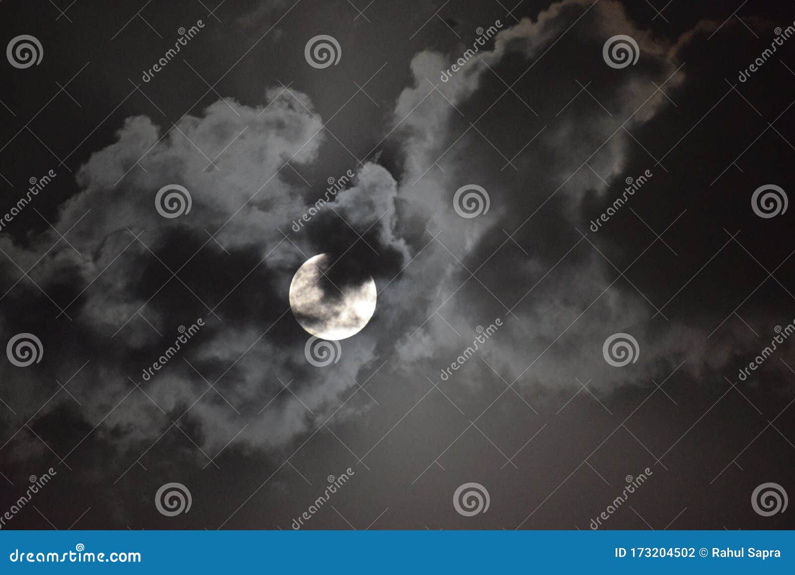 Full Moon View during Cloudy Night in the Sky Stock Photo - Image of ...
