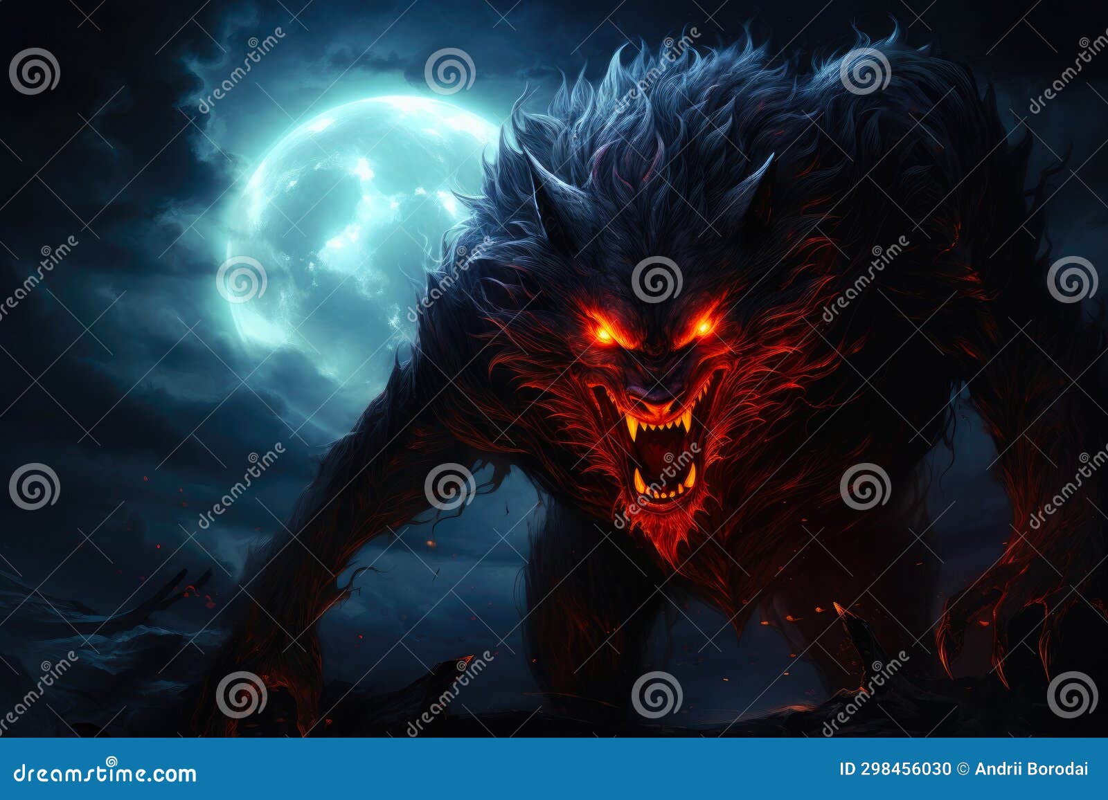 Full Moon Wrath: Werewolf Unleashed. Stock Illustration - Illustration ...