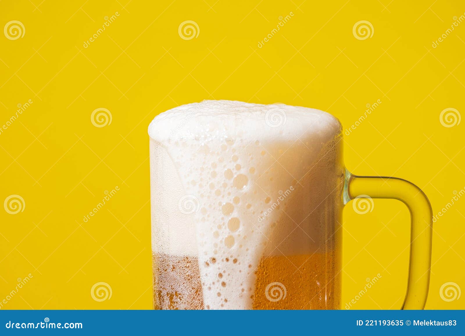 Full Mug with Cold Frothy Beer on Yellow Stock Image - Image of gold ...