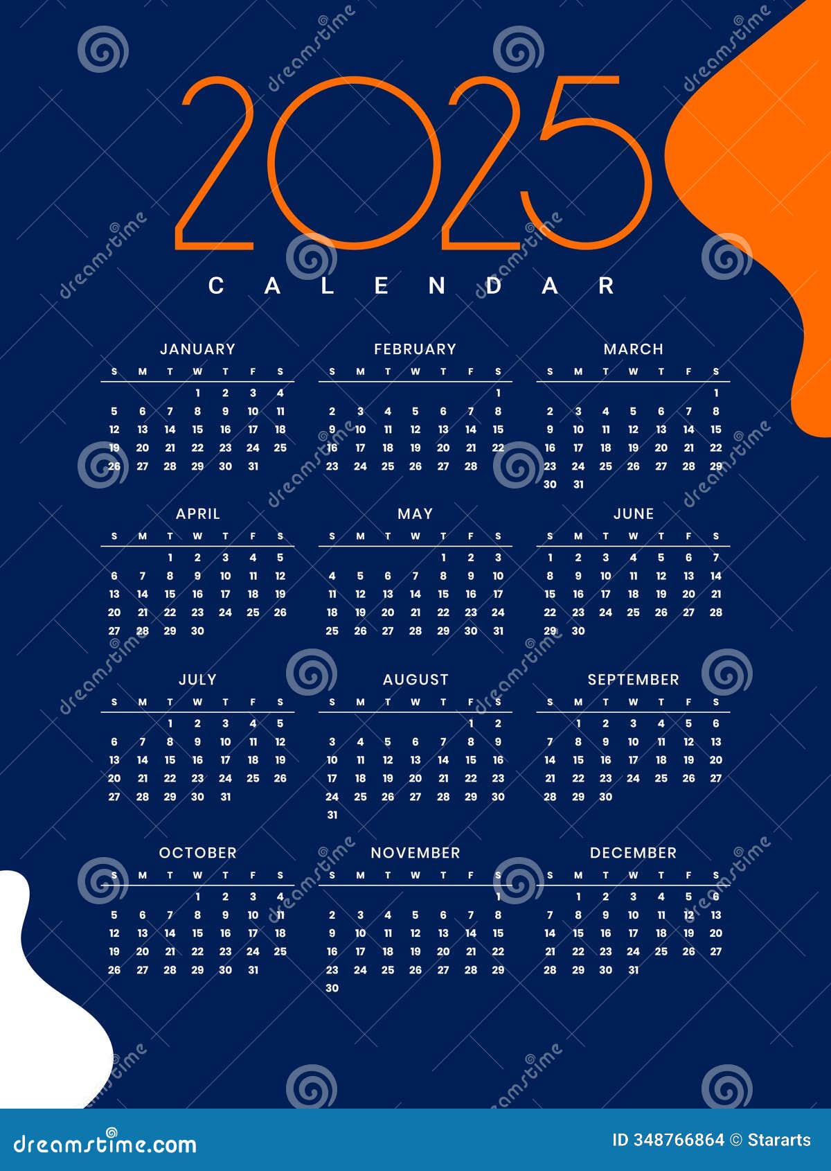 2025 Full Page Calendar Blue Layout in Business Style Stock ...