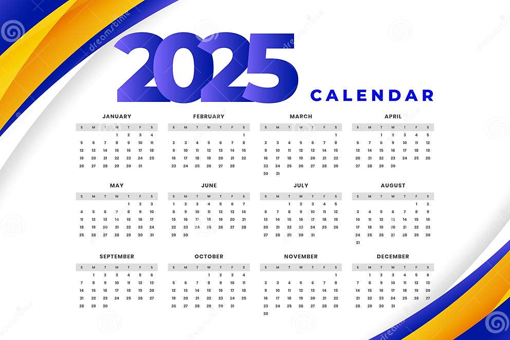 2025 Full Page Calendar Template in Modern Style Stock Illustration ...