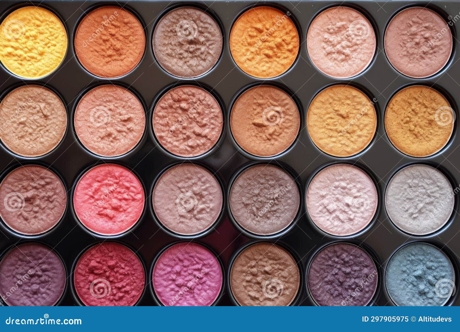 A Full Palette of Newly Pressed Eyeshadow Stock Image - Image of ...
